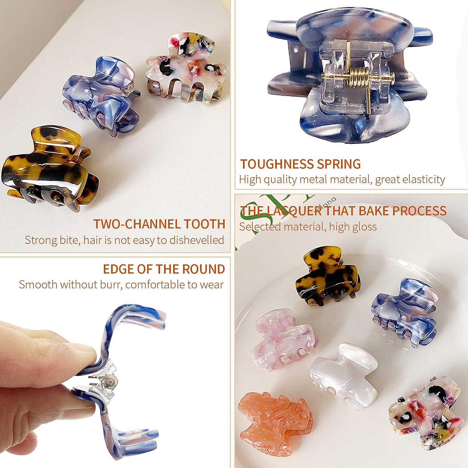 6 PCS Vintage Mini Hair Claw Clips for Women - Tortoise Hair Jaw Clips ...