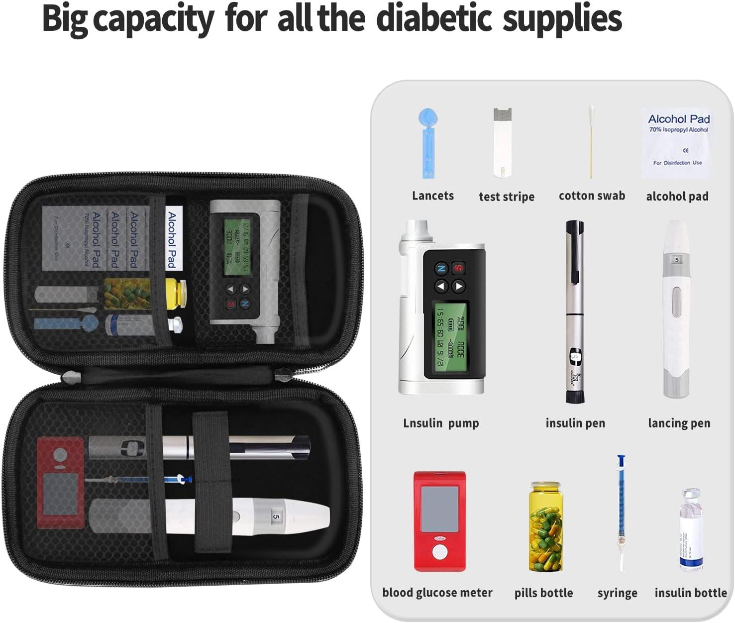 Hojaster Diabetic Supplies Travel Case - Glucose Meter Storage Bag ...