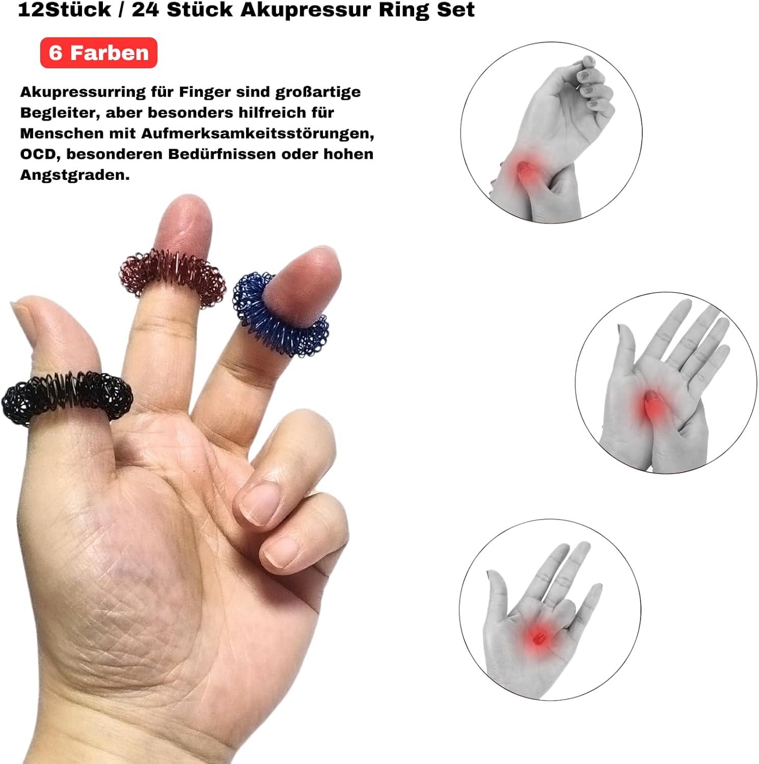 Dztsmart Acupressure Ring Set - Anti-Stress Finger Massage Rings for ...
