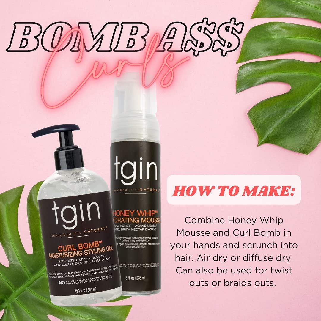 tgin Honey Whip Hydrating Mousse 8oz - Ideal for Natural, Dry, Curly ...