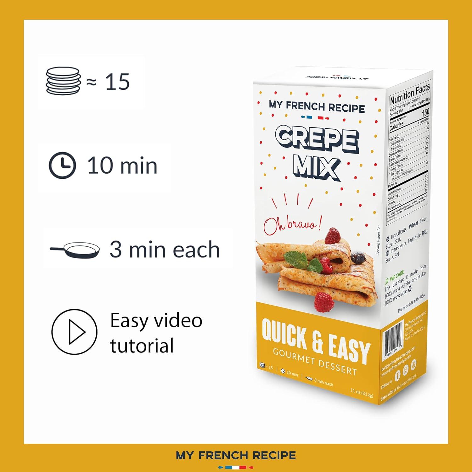 French Crepe Mix - Traditional & Authentic Recipe for 15 Crepes - Gourmet Ingredients - Easy ...