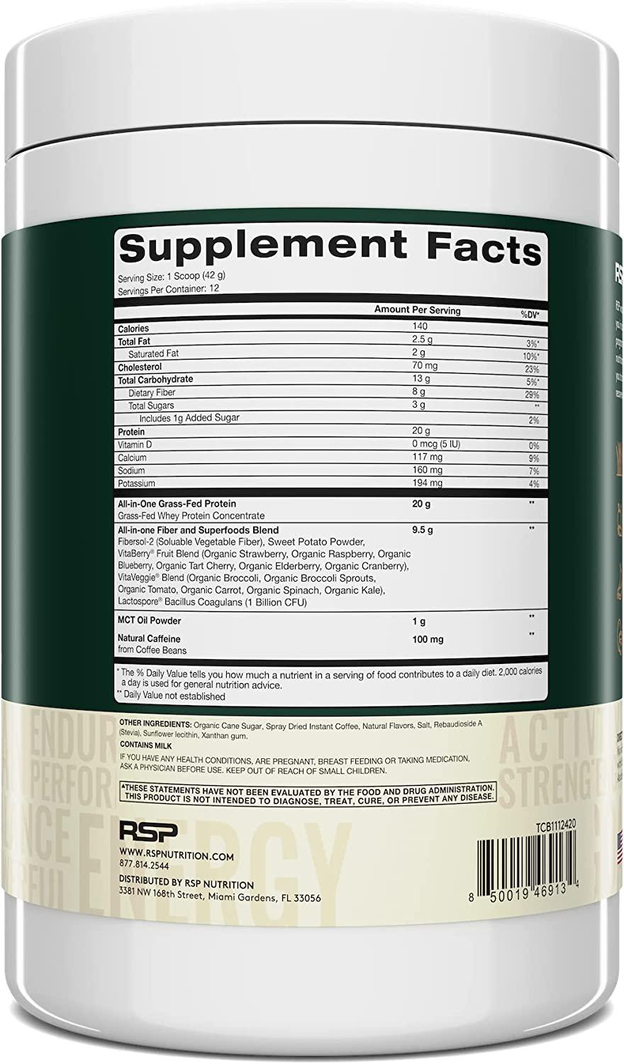 RSP TrueFit Cold Brew Coffee Protein Powder - High Protein Meal ...