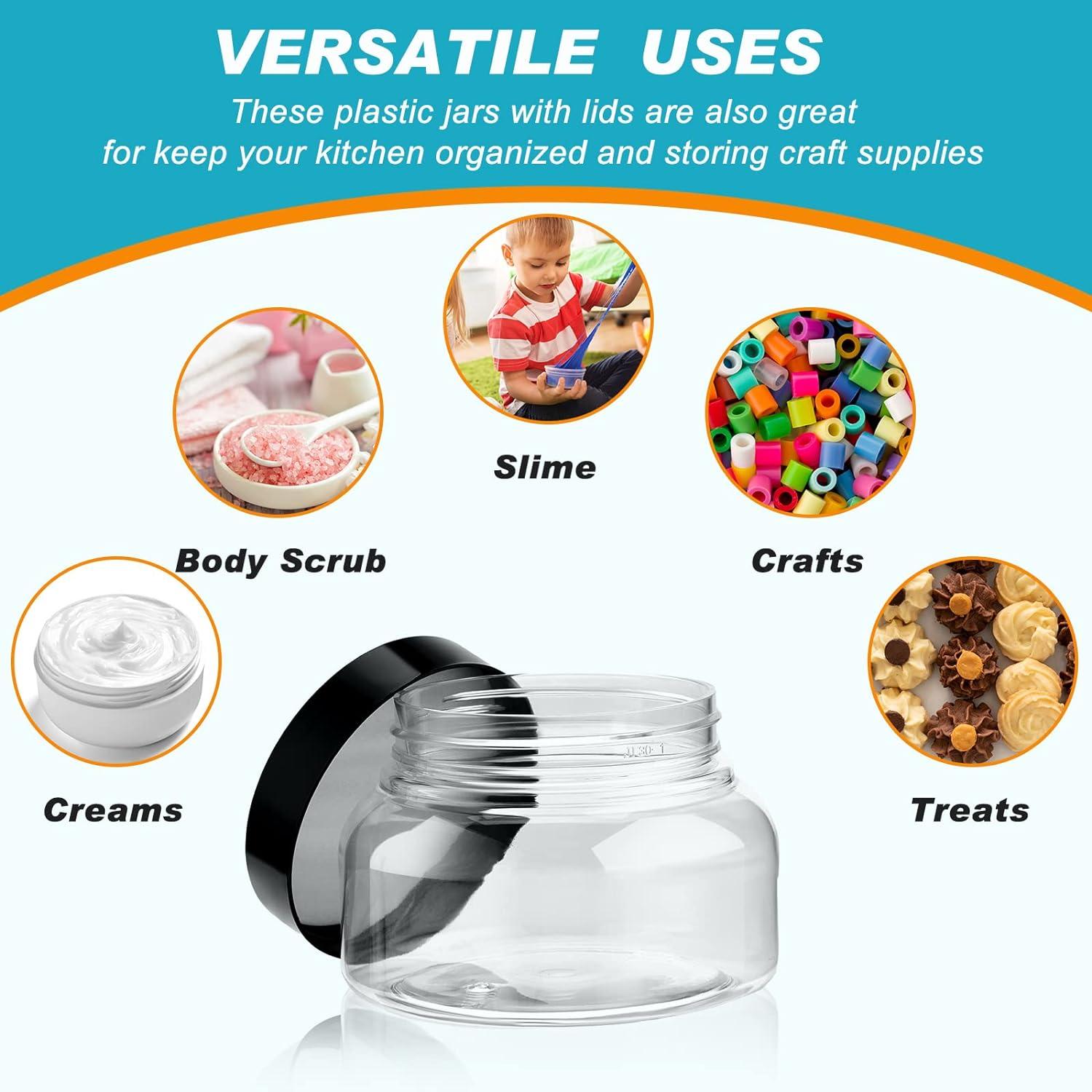 24 Pack Plastic Jars with Lids Labels Plastic Containers Round ...