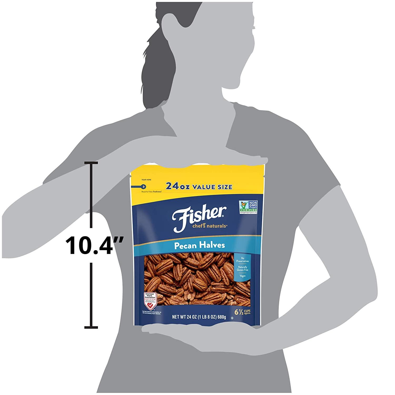 Fisher Pecan Halves 24oz - Unsalted, Non-GMO, Vegan, Paleo, Keto Nuts ...