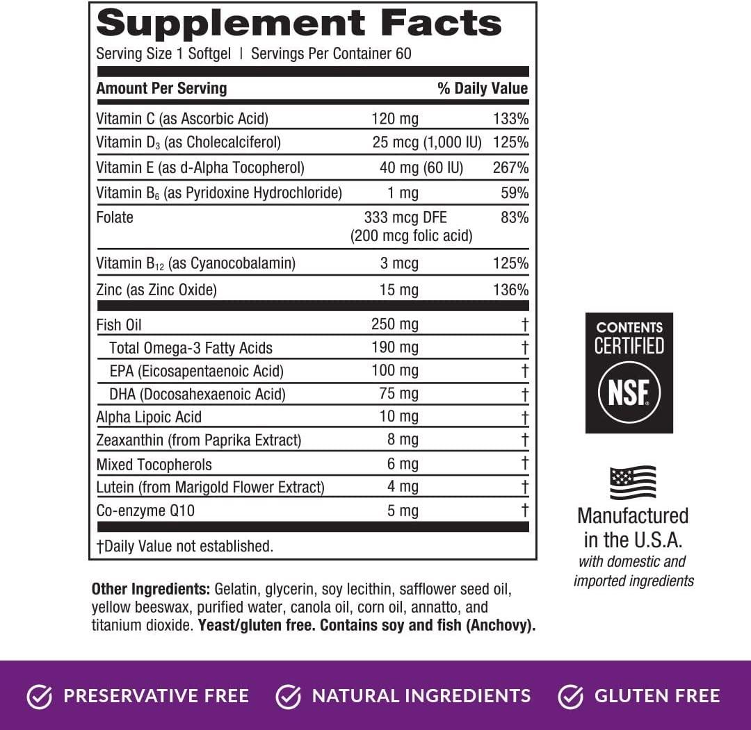 EyePromise Restore Supplement - 60 Softgel Capsules with Lutein ...