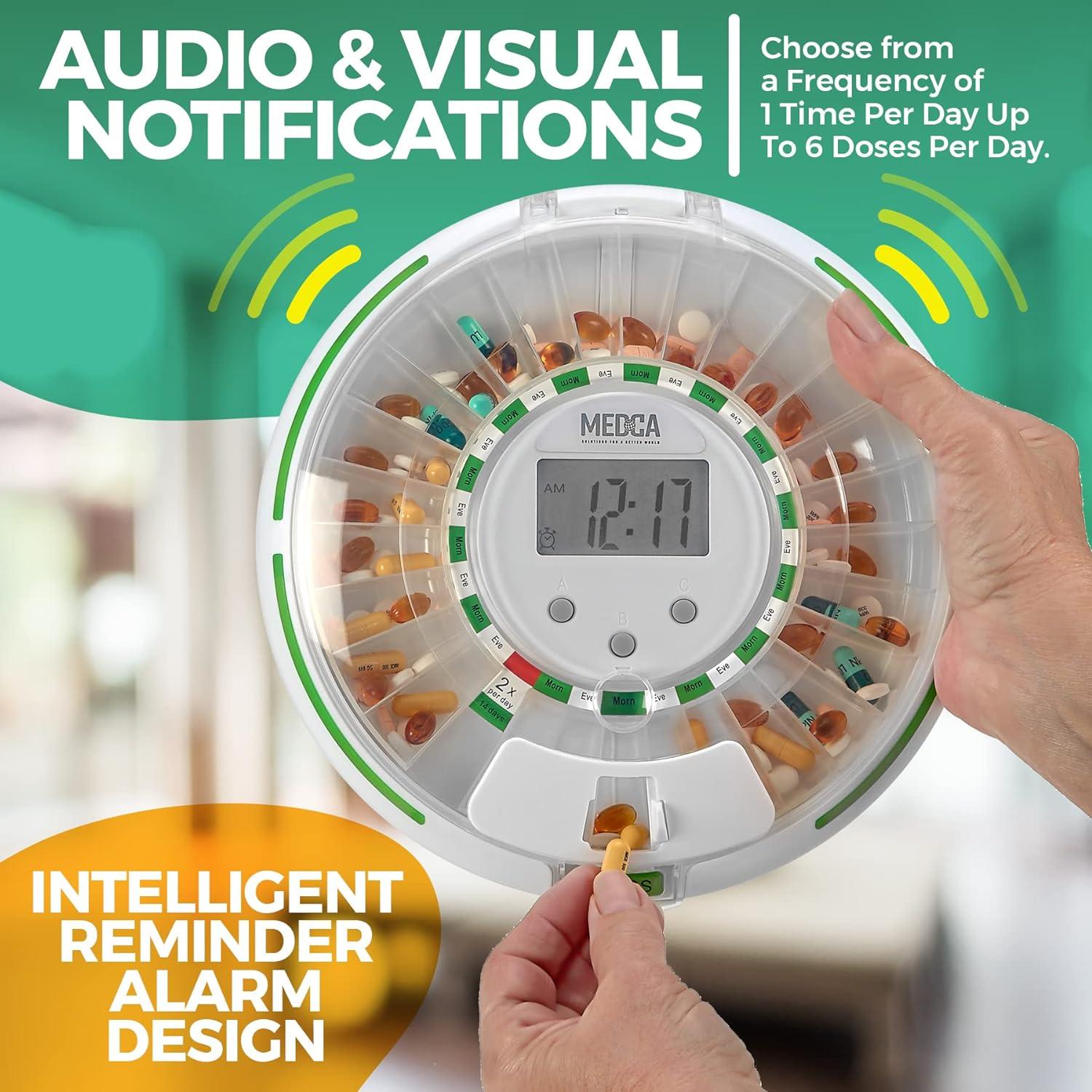 28-Day Automatic Pill Dispenser with LCD Display - Secure Key Lock ...