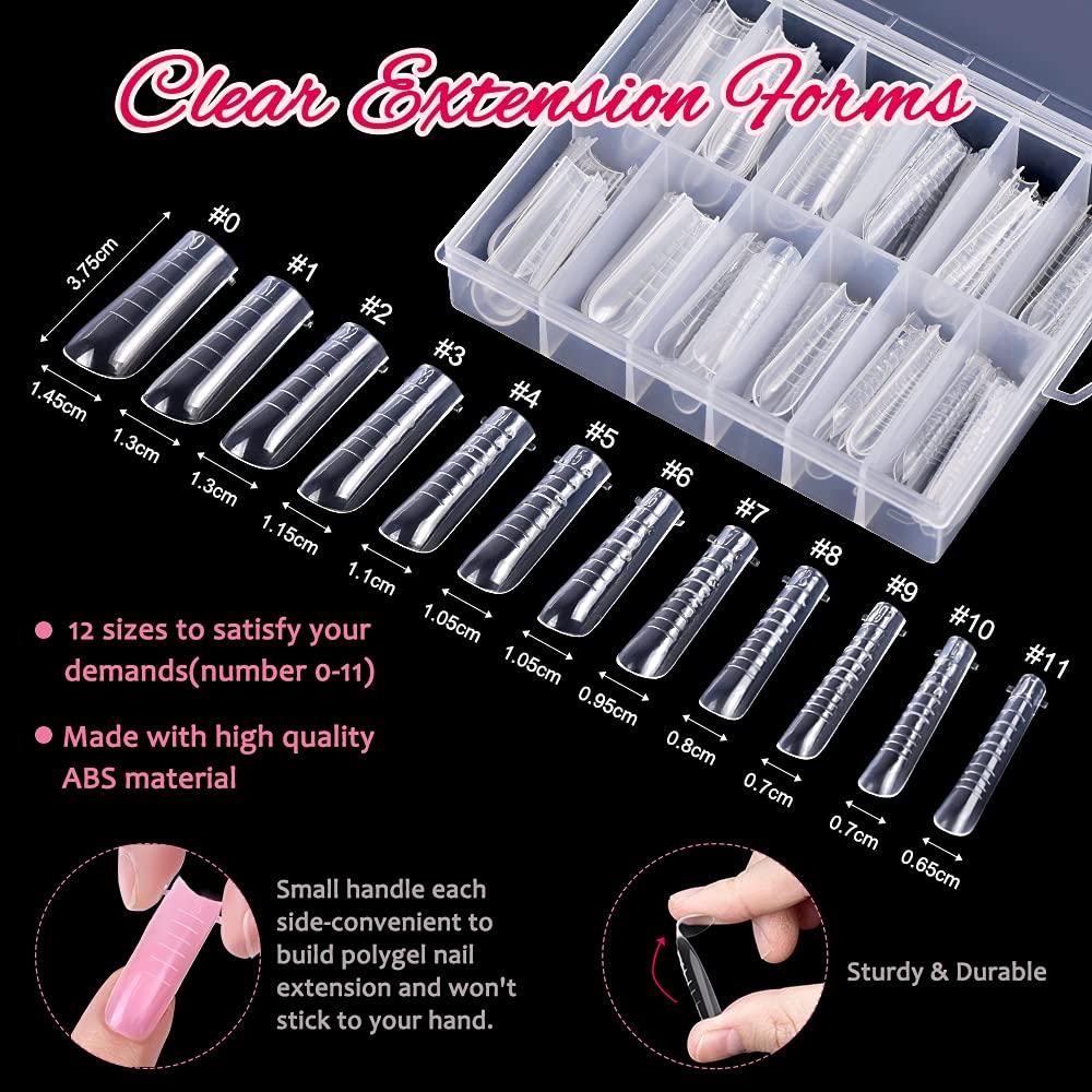 TsMADDTs Dual Nail Forms Set - 120 Pcs Clear Coffin Nail Extension ...