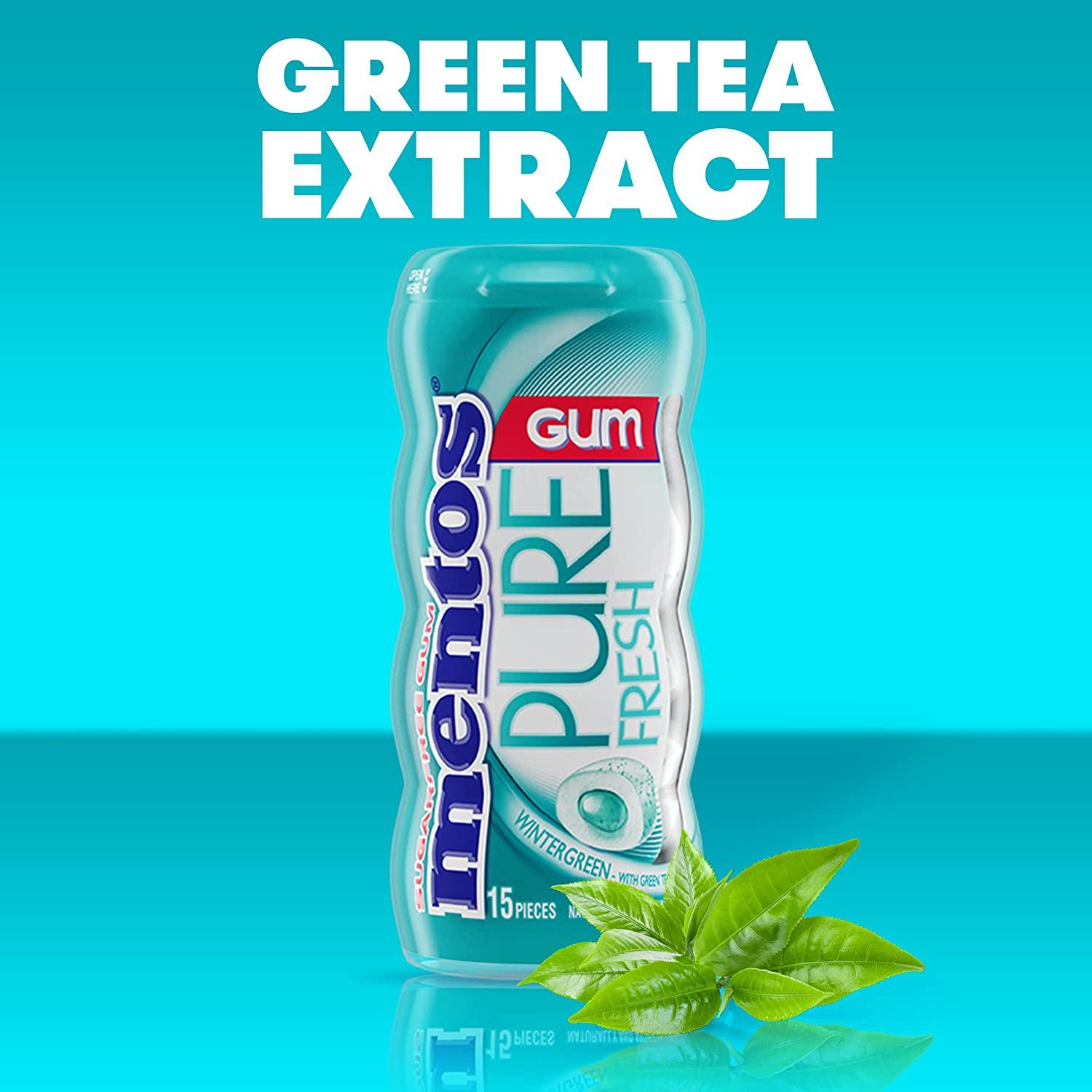 Mentos Pure Fresh Sugar-Free Chewing Gum with Xylitol Wintergreen 15 Piece Bottle - Bulk Pack of ...