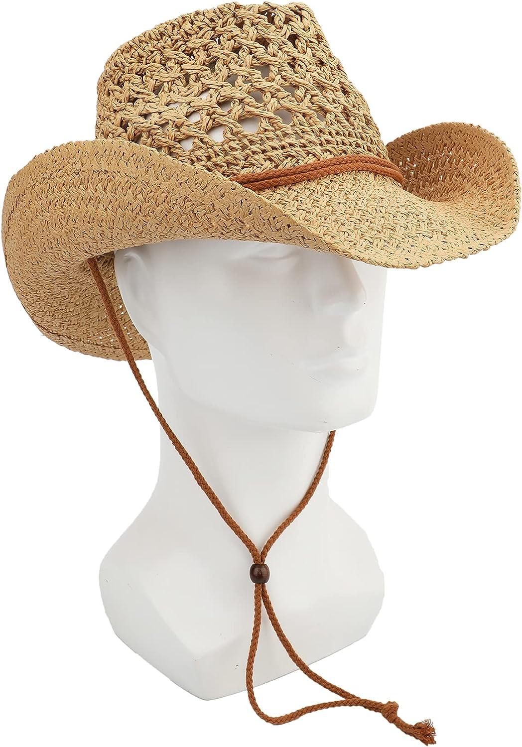 Melesh Adult Sun Straw Western Cowboy Hat in Khaki - Stylish Protection ...