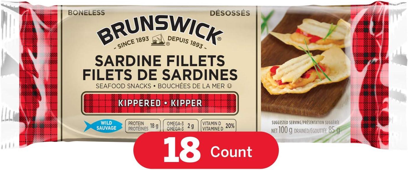 Brunswick Sardine Fillets Seafood Snacks Golden Smoked 92g 18 Count ...