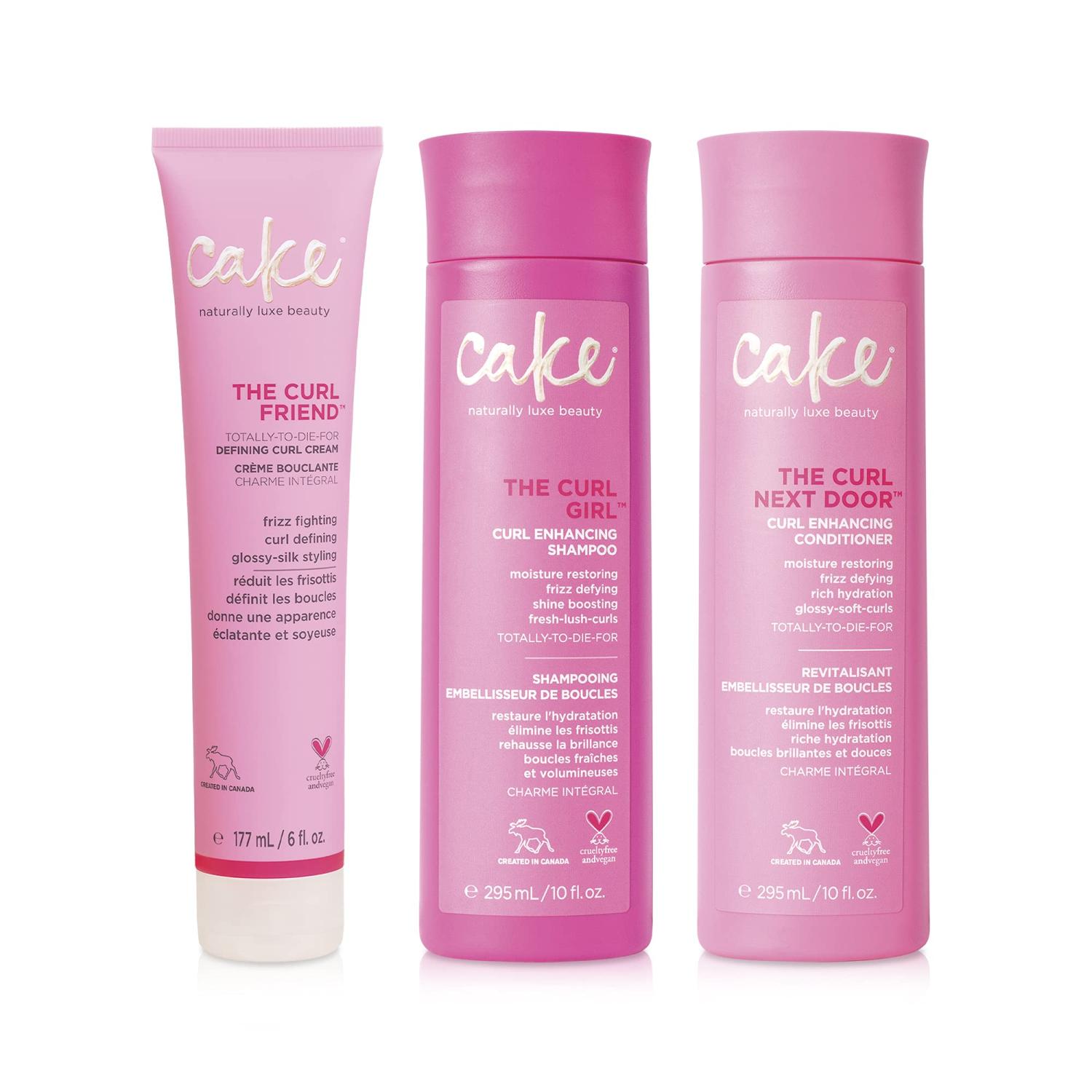 Cake Beauty Curl Trio Set: Curl Defining Shampoo, Conditioner, and ...