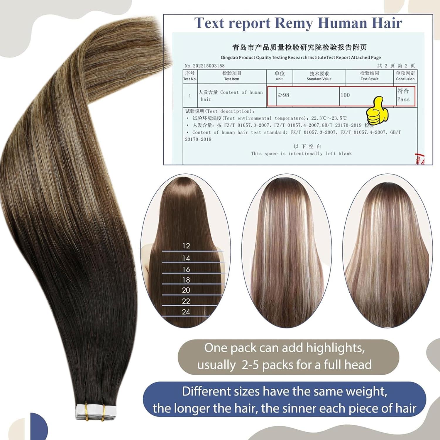 Buy Laavoo 45cm Tape In Real Hair Extensions - Ombre Black to Caramel ...