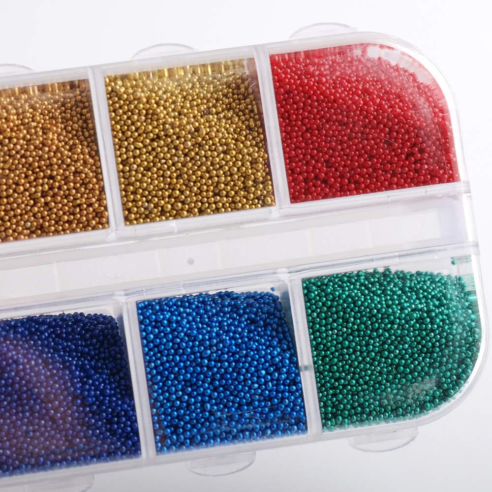 Hisenlee Nail Caviar Beads Set - 12 Colors Micro Balls & Crystals for ...