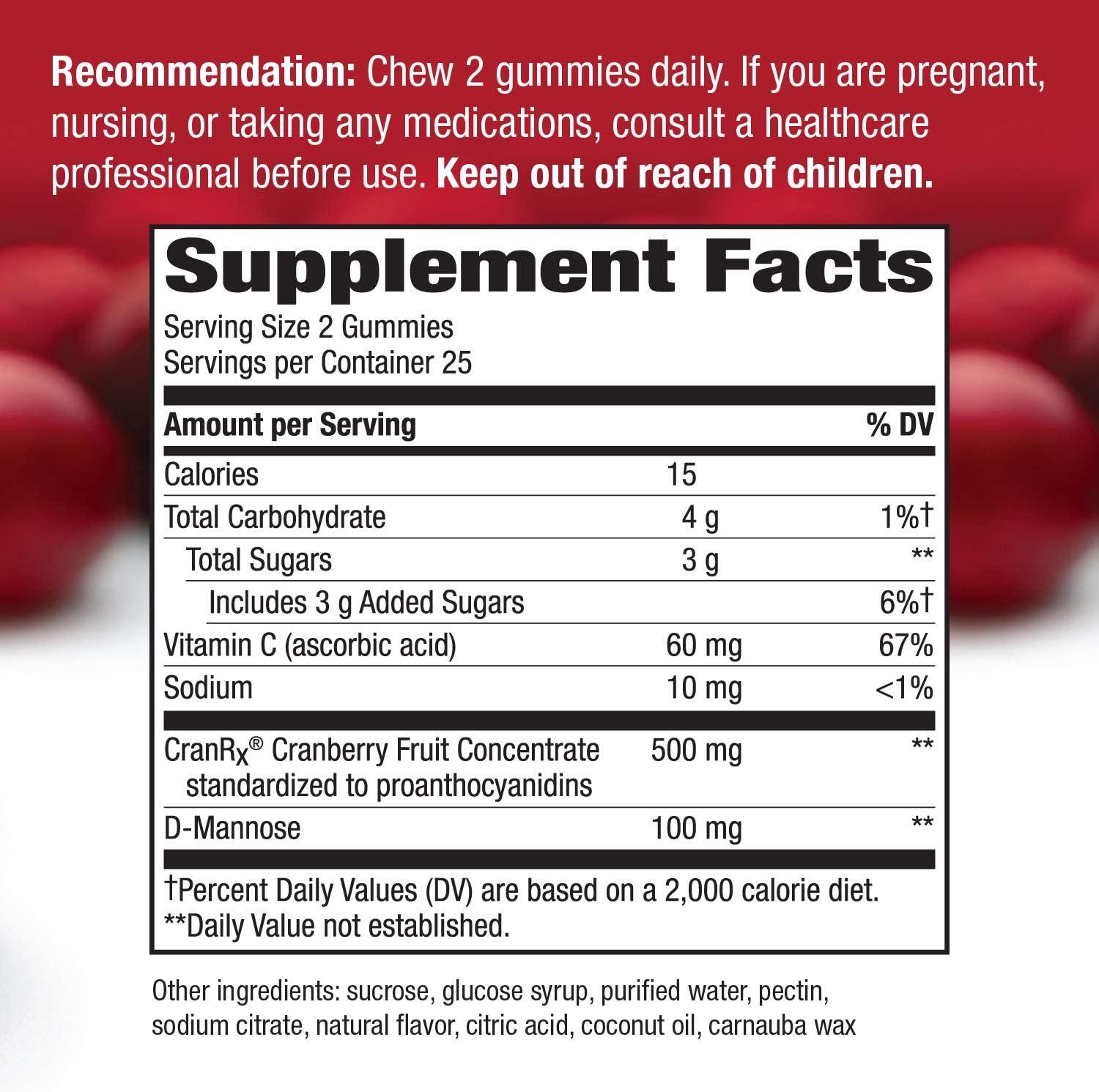 Nature's Way CranRx Gummies for Urinary Health - BioActive Cranberry, D ...
