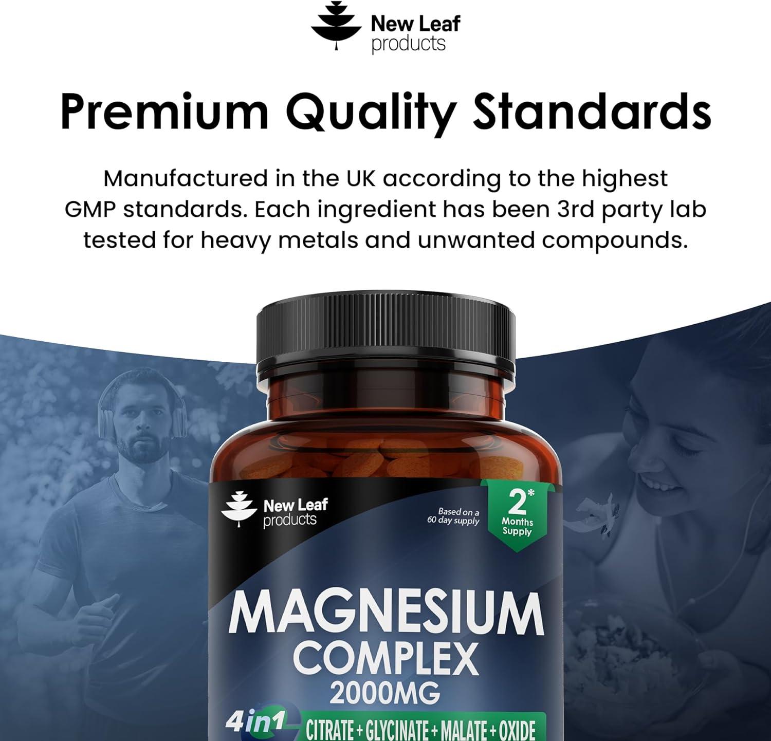 High Strength Magnesium Glycinate 4-in-1 Complex 2000mg - 120 Vegan ...