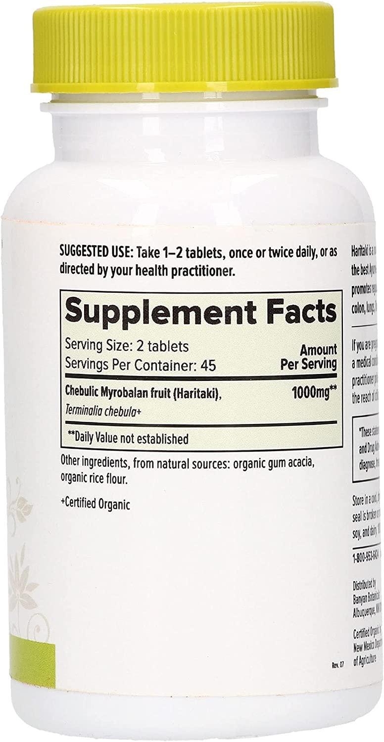 Organic Haritaki Tablets | Detox & Rejuvenate* | 90 Ct | Fair Trade
