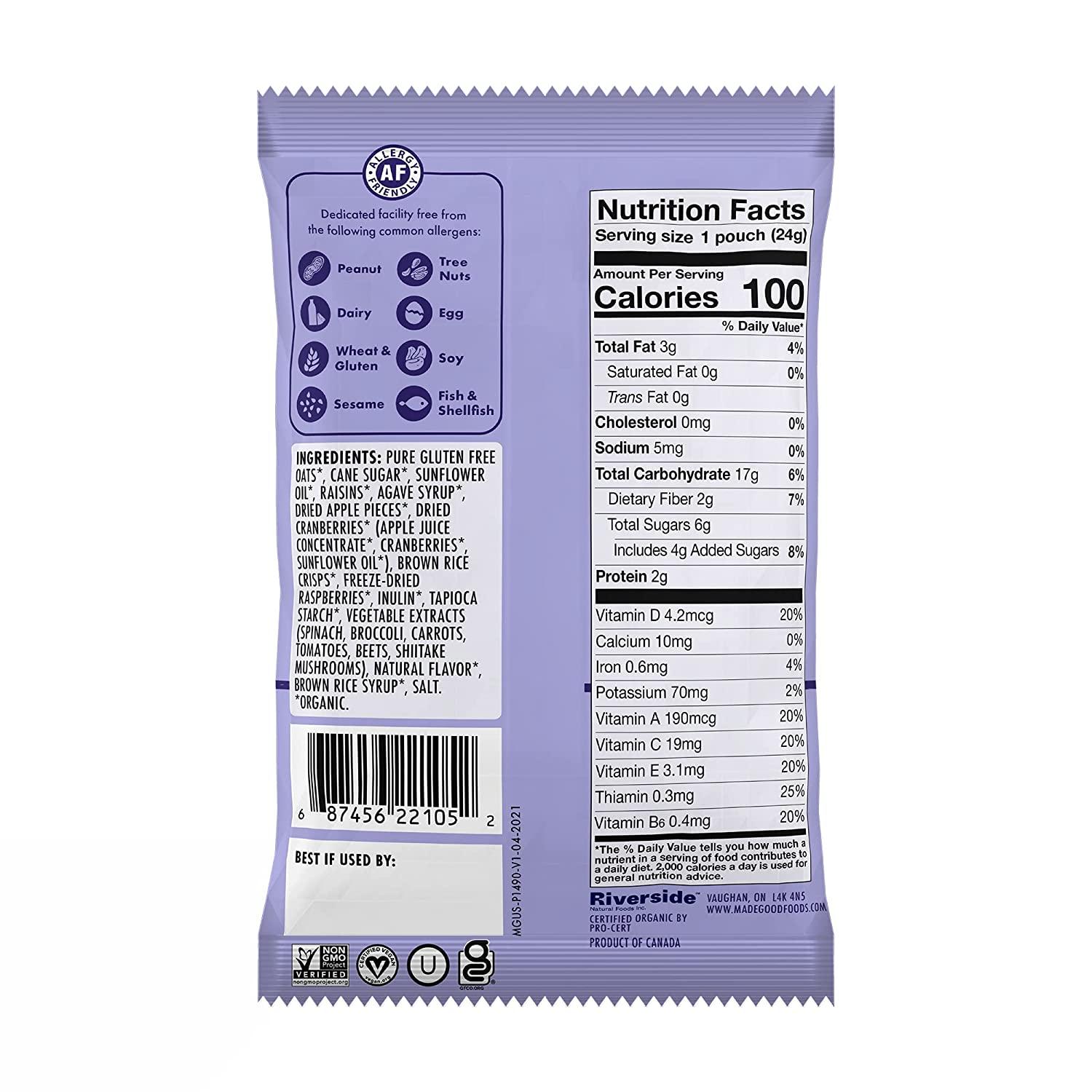 MadeGood Granola Minis 28 Bags: Organic Vegan Gluten-Free Nut-Free ...