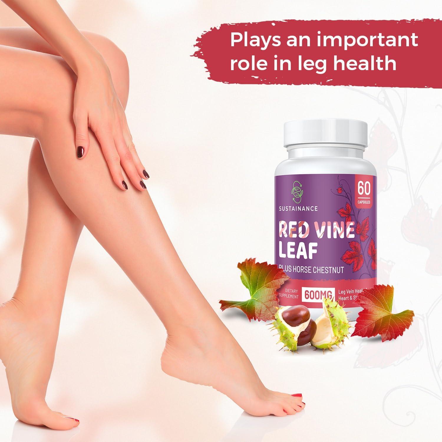 SUSTAINANCE Red Vine Leaf & Horse Chestnut Extract Capsules - 60 ...