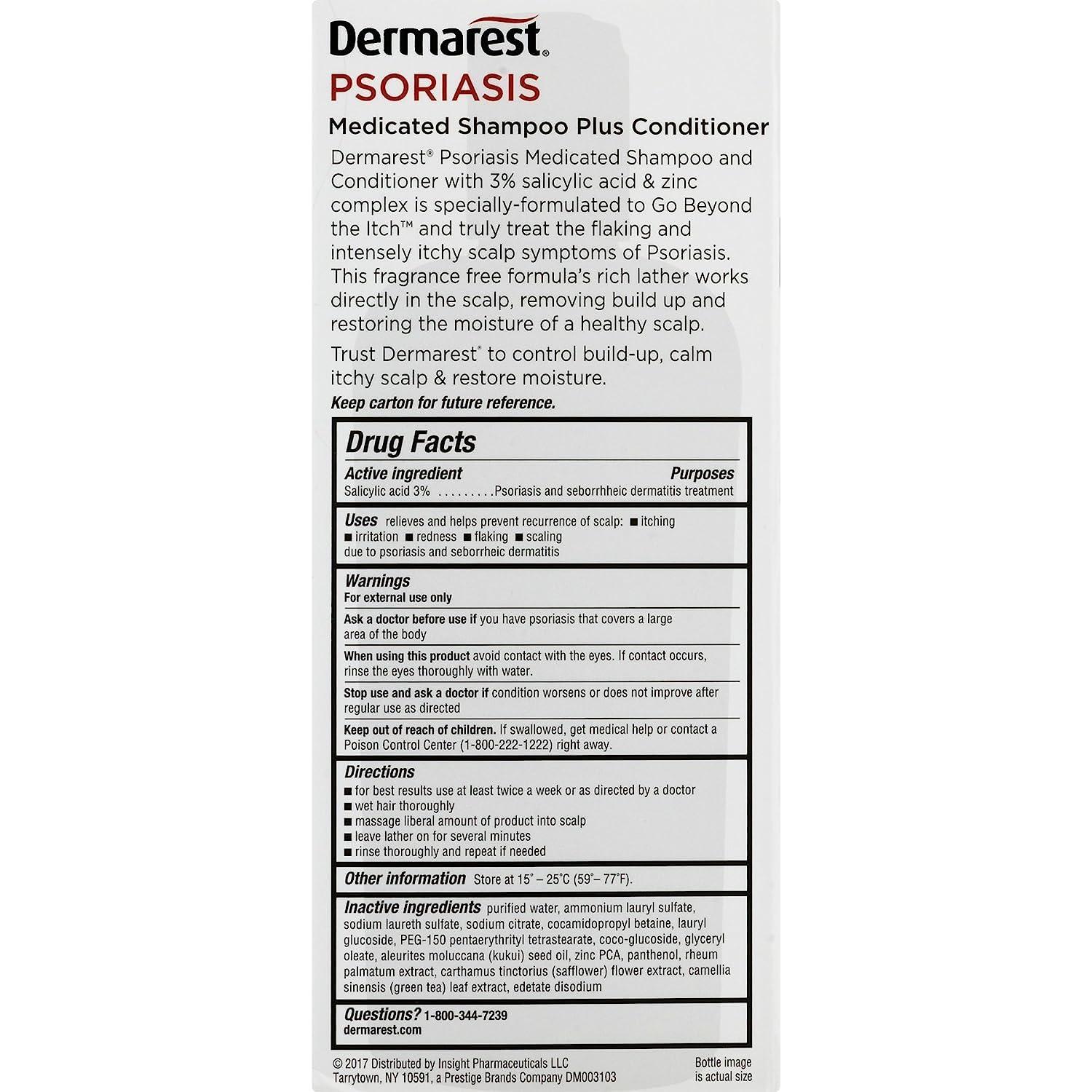 Dermarest Psoriasis Medicated Shampoo + Conditioner 8 oz + Medicated ...