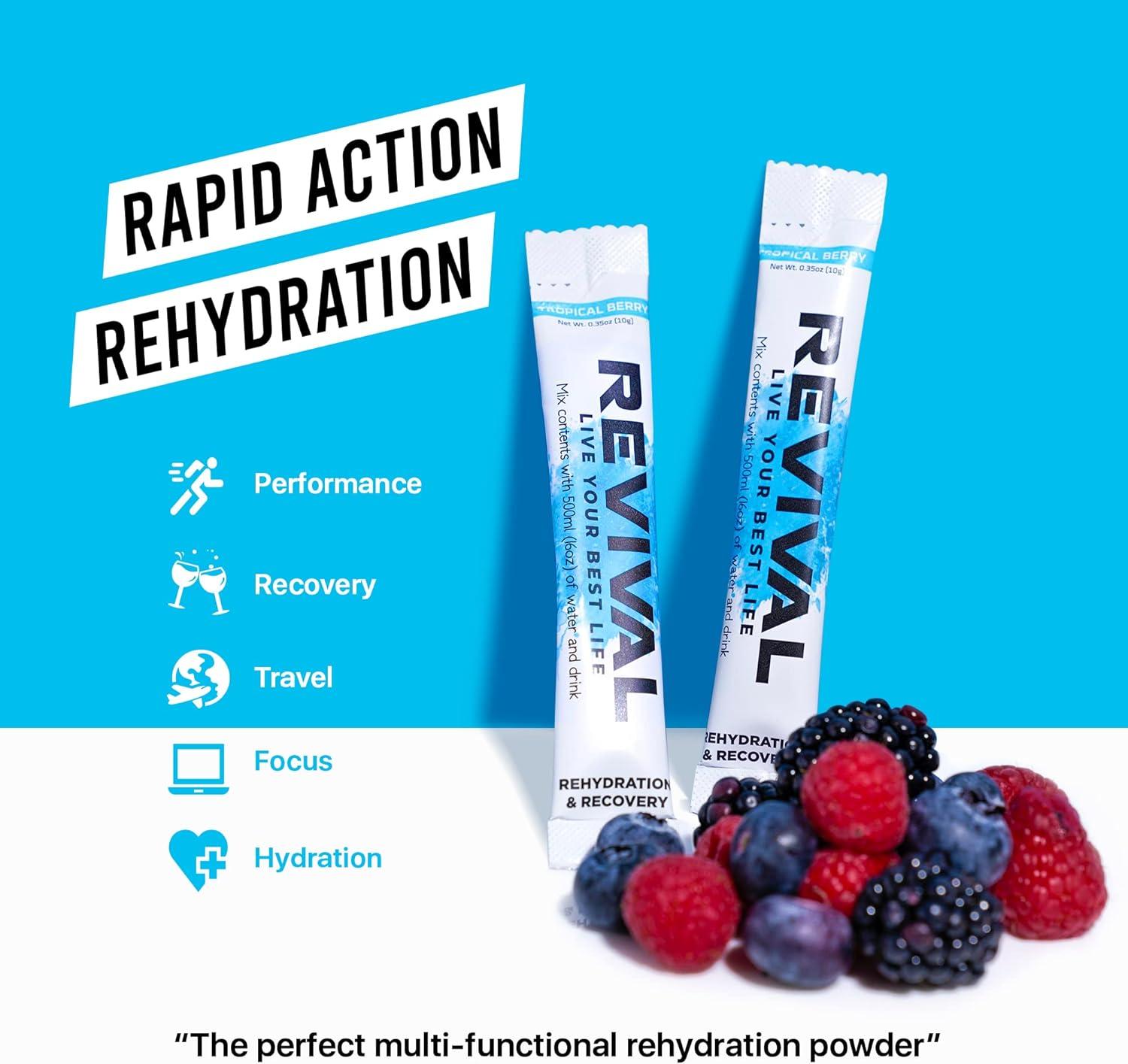 Revival Rapid Rehydration Electrolytes Powder - High Strength Vitamin C ...