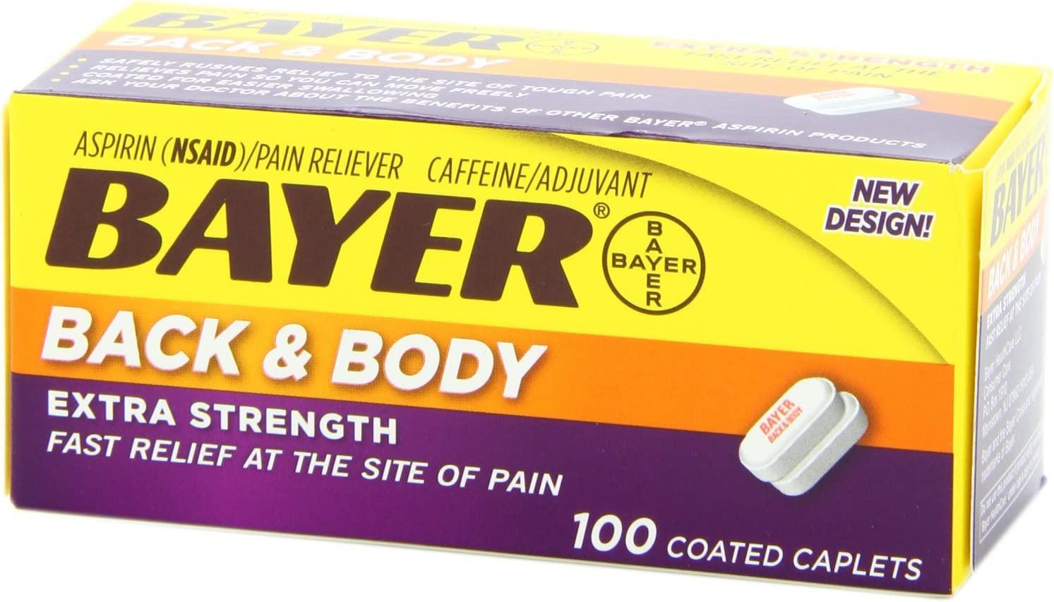 Bayer Extra Strength Back & Body Caplets 500mg - 100 Count Pack for ...