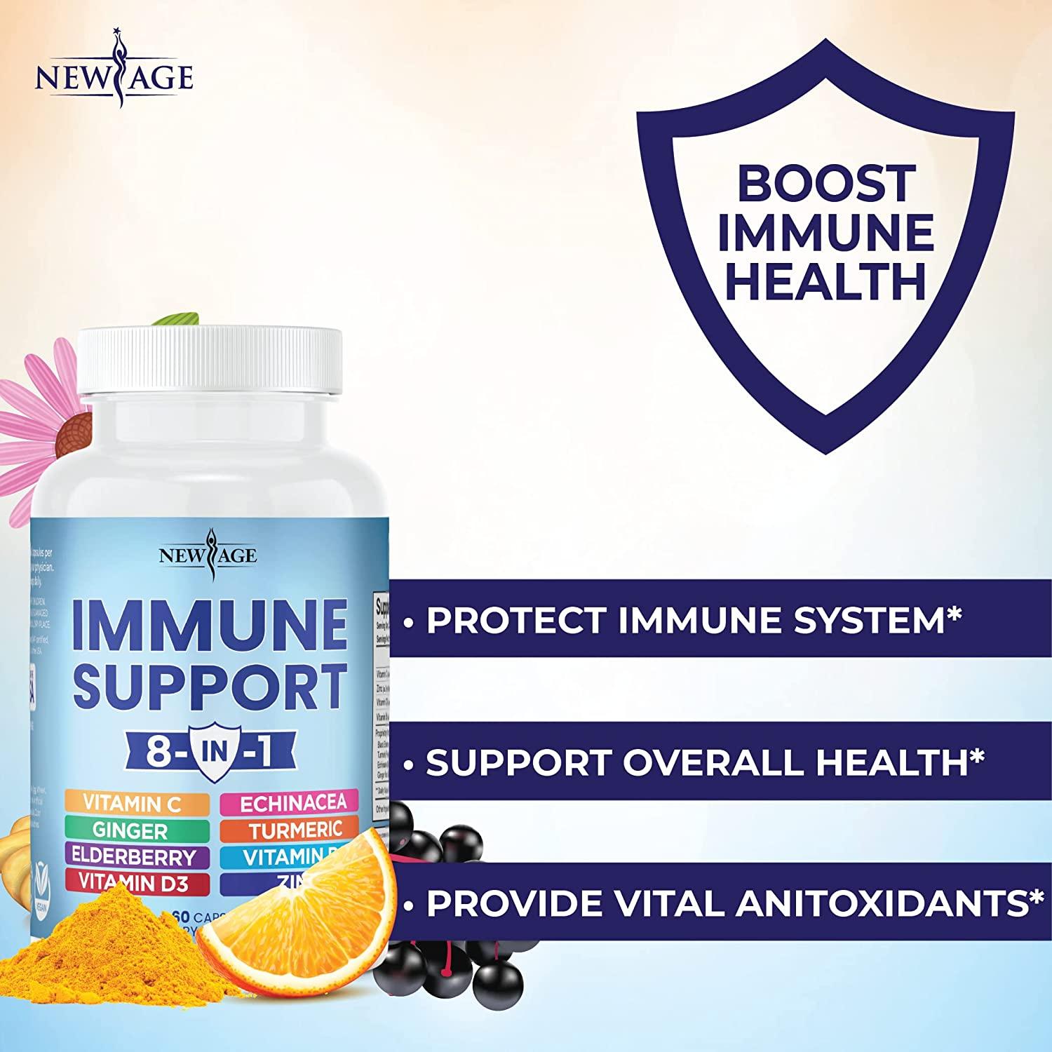 Immune Support Supplement Bundle - Elderberry, Vitamin C, Zinc, D ...