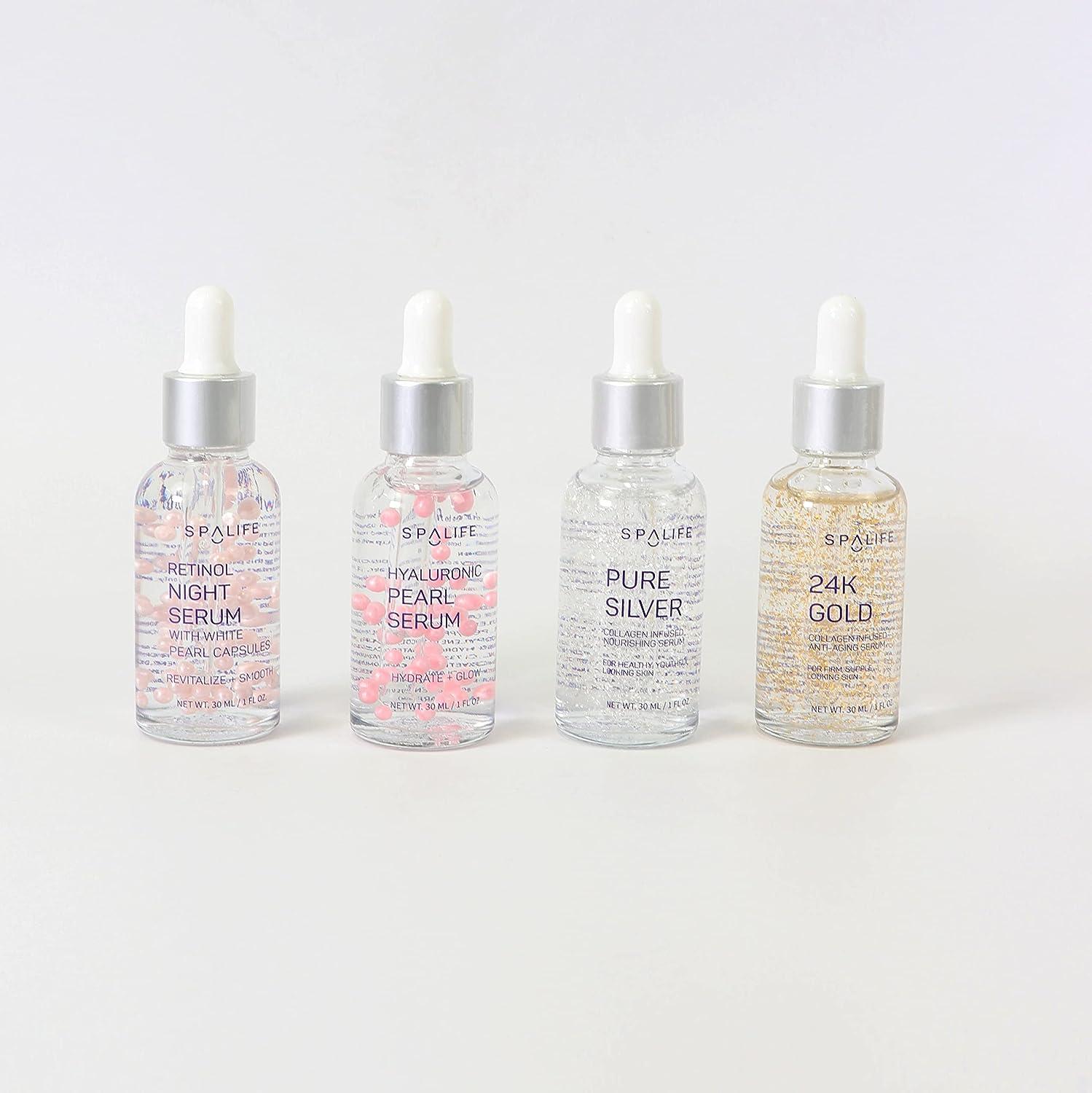 Spa Life Facial Serum Collection - 4 Serums with Retinol, Hyaluronic ...