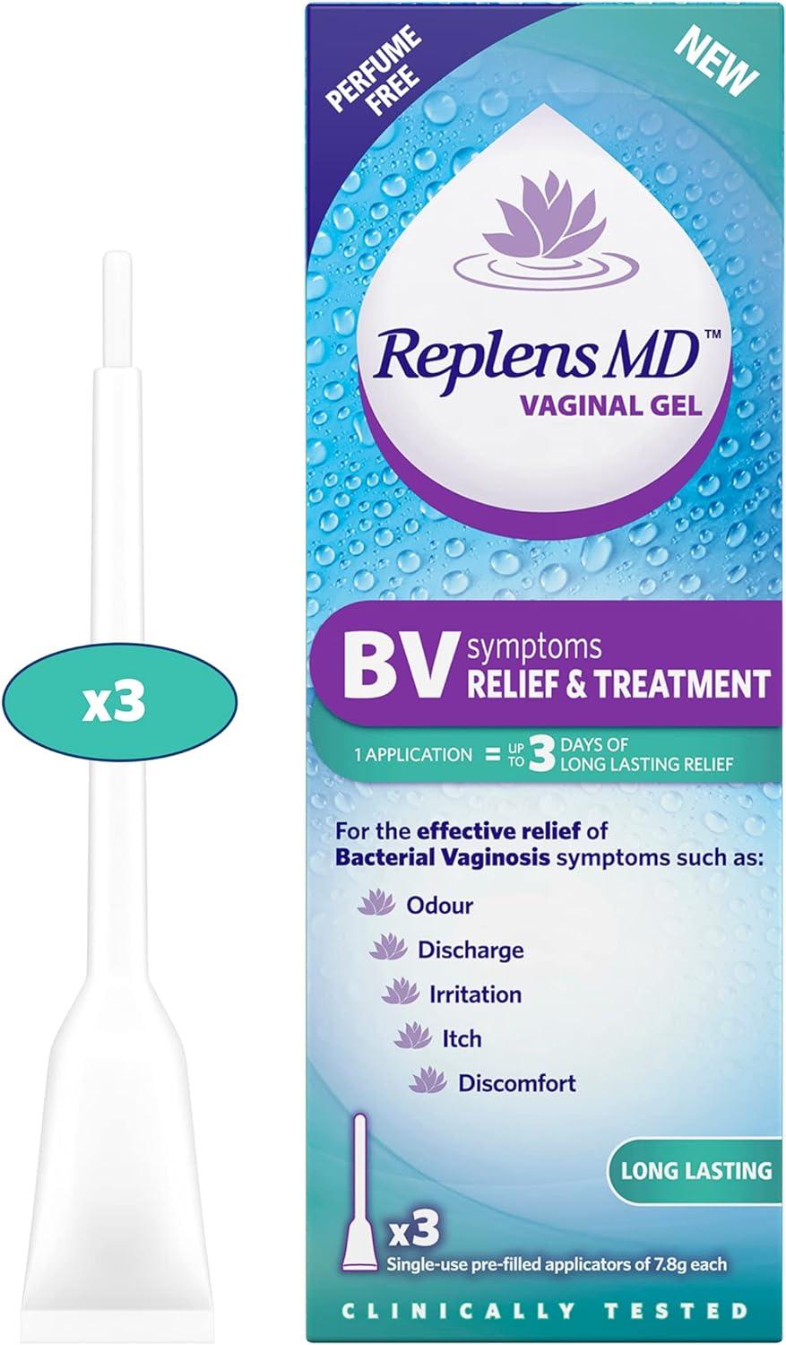 Replens BV Symptoms Relief Vaginal Gel - 3 Single Use Applicators, 3 ...