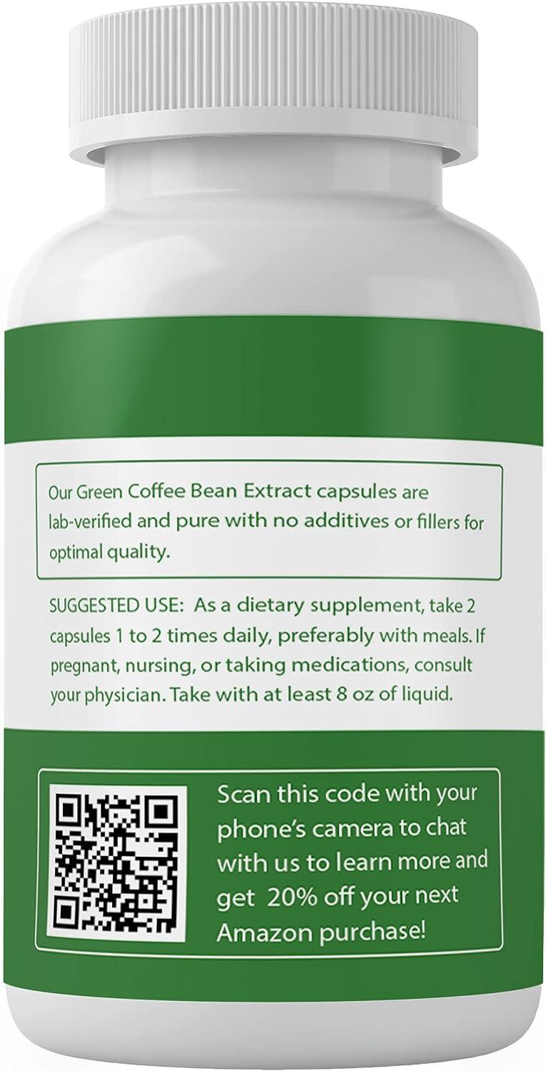 Pure Green Coffee Bean Extract - 100 Capsules, Lab Verified, No ...