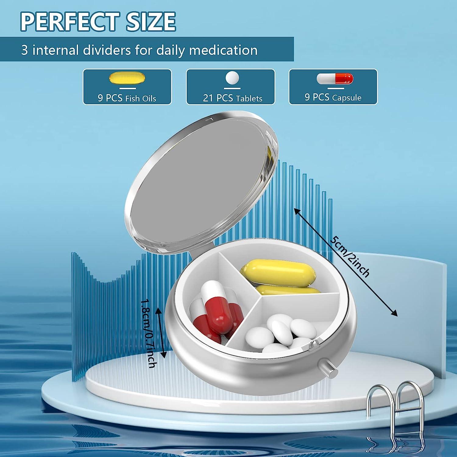 Pill Box 3 Compartment Medicine Pill Organizer Portable Pill Box for ...