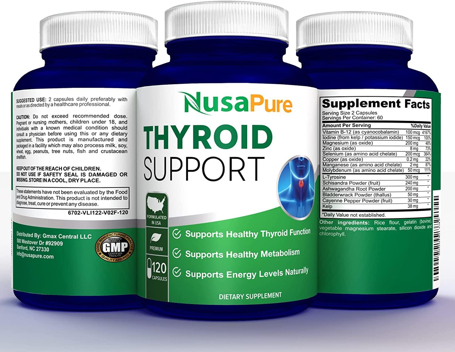 Premium Thyroid Support Supplement 120 caps with Ashwagandha, Iodine ...