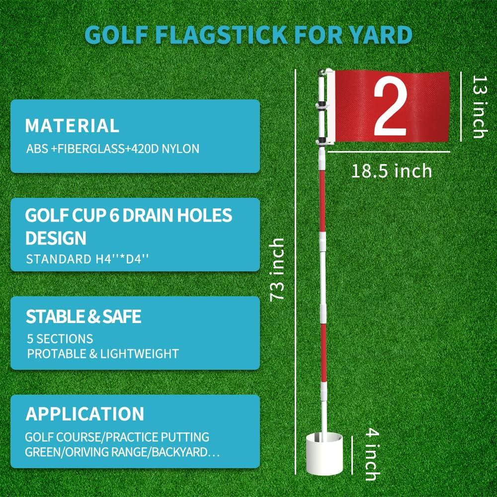 THIODOON 6ft Golf Flagstick Set - 2 Pack | Anti-Rust Glass Fiber Design ...