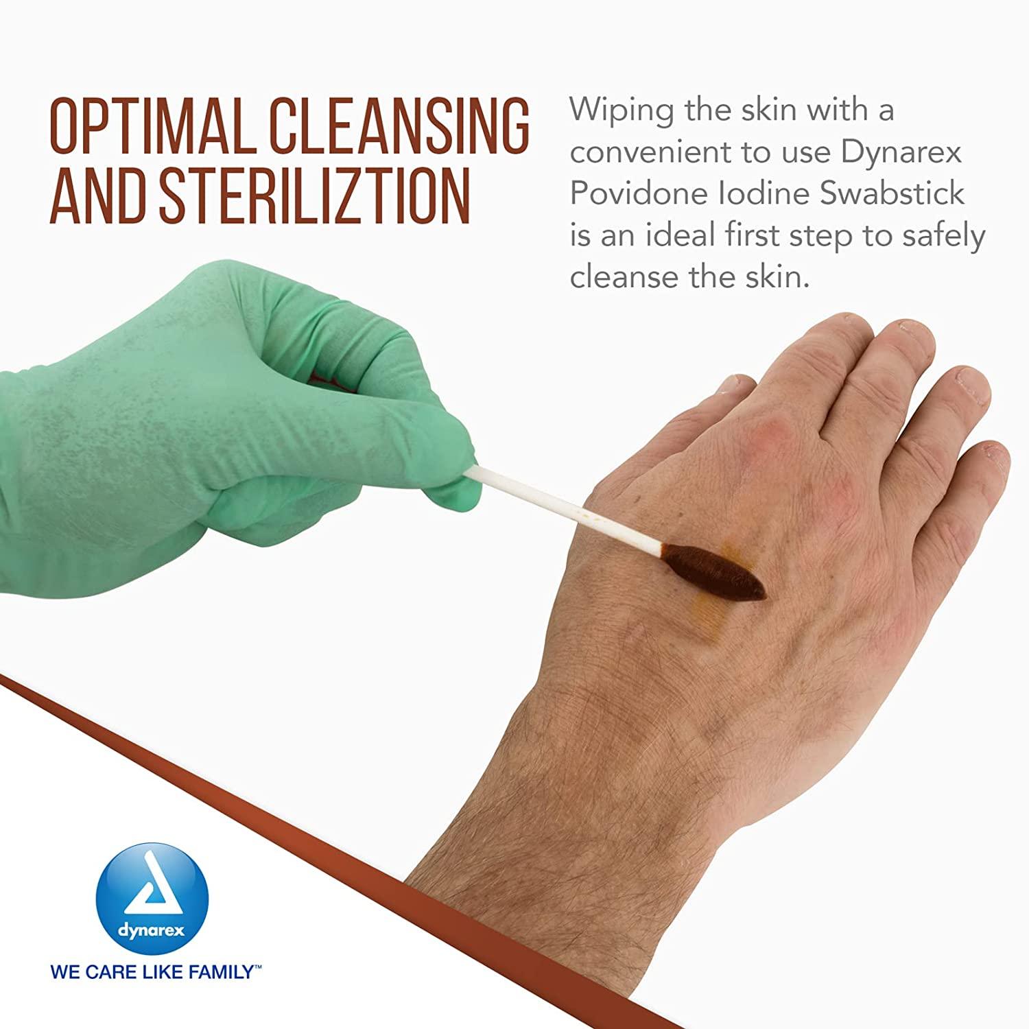 Dynarex Povidone Iodine Swabsticks, Swabstick Packaged in Individual ...