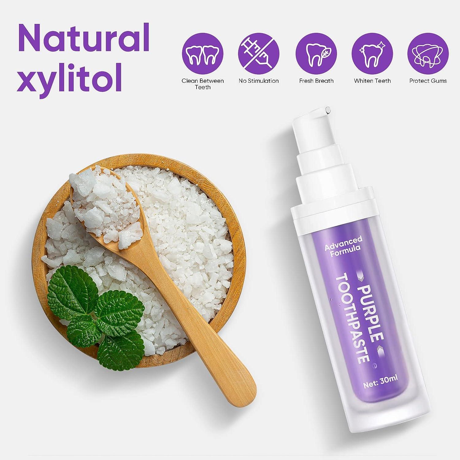 Purple Teeth Whitening Toothpaste - 30ml for Stain Removal and ...