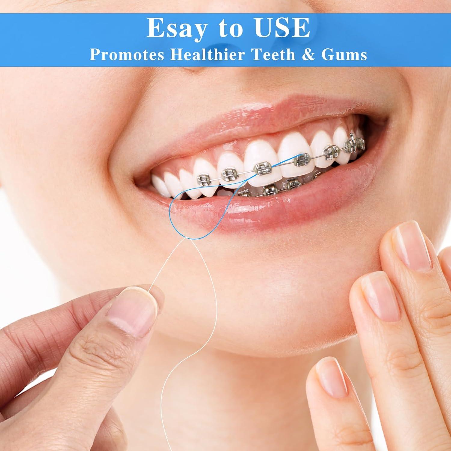100 Pieces Multifunctional Dental Floss for Bridges & Implants - Deep ...