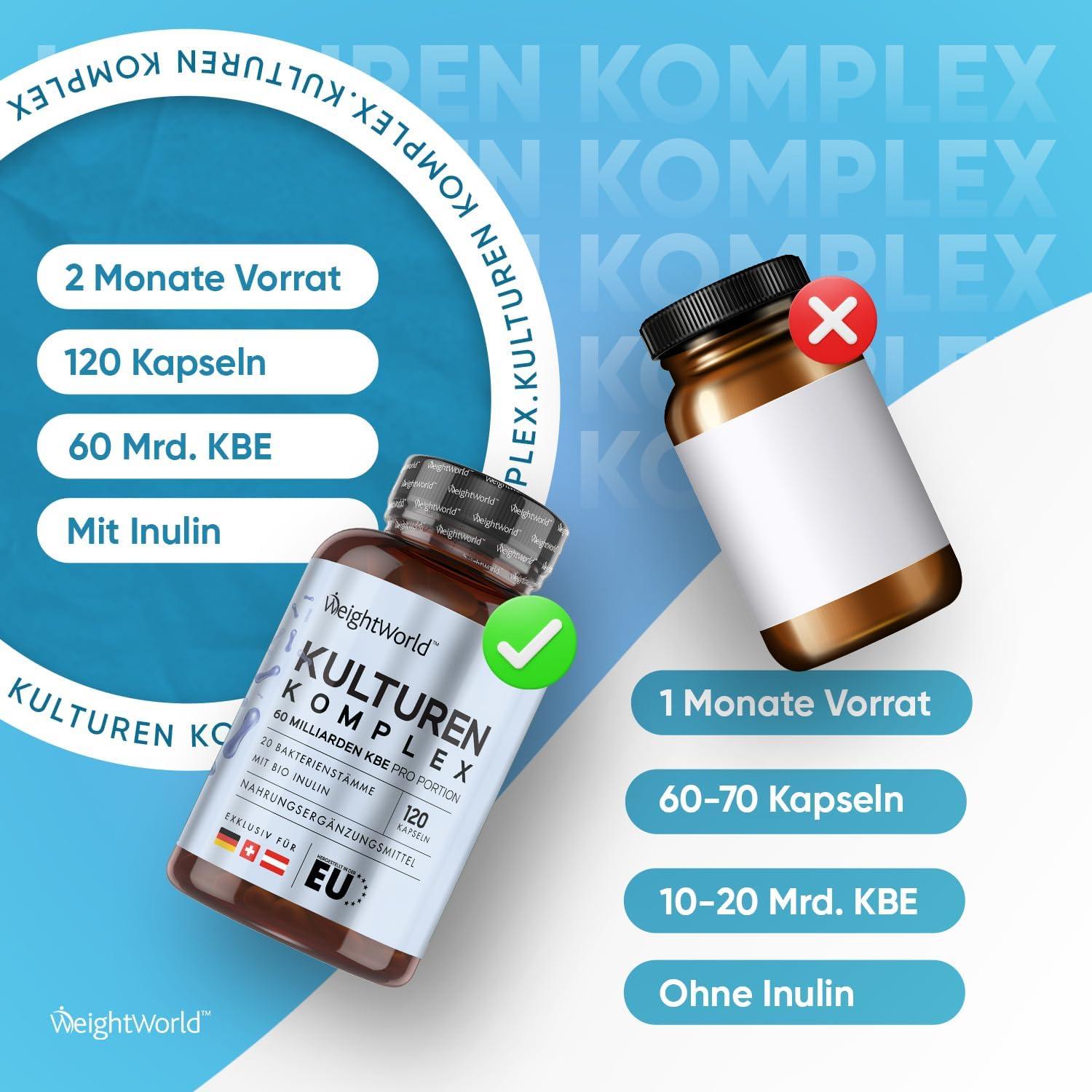 Buy Cultures Complex - 60 Billion KBE 20 Strains Organic Inulin 120 Vegan Capsules ...