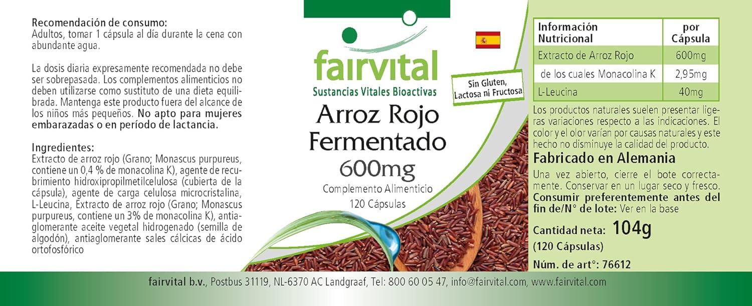 Fairvital Fermented Red Rice 600mg Capsules | High-Dosage Monascus ...