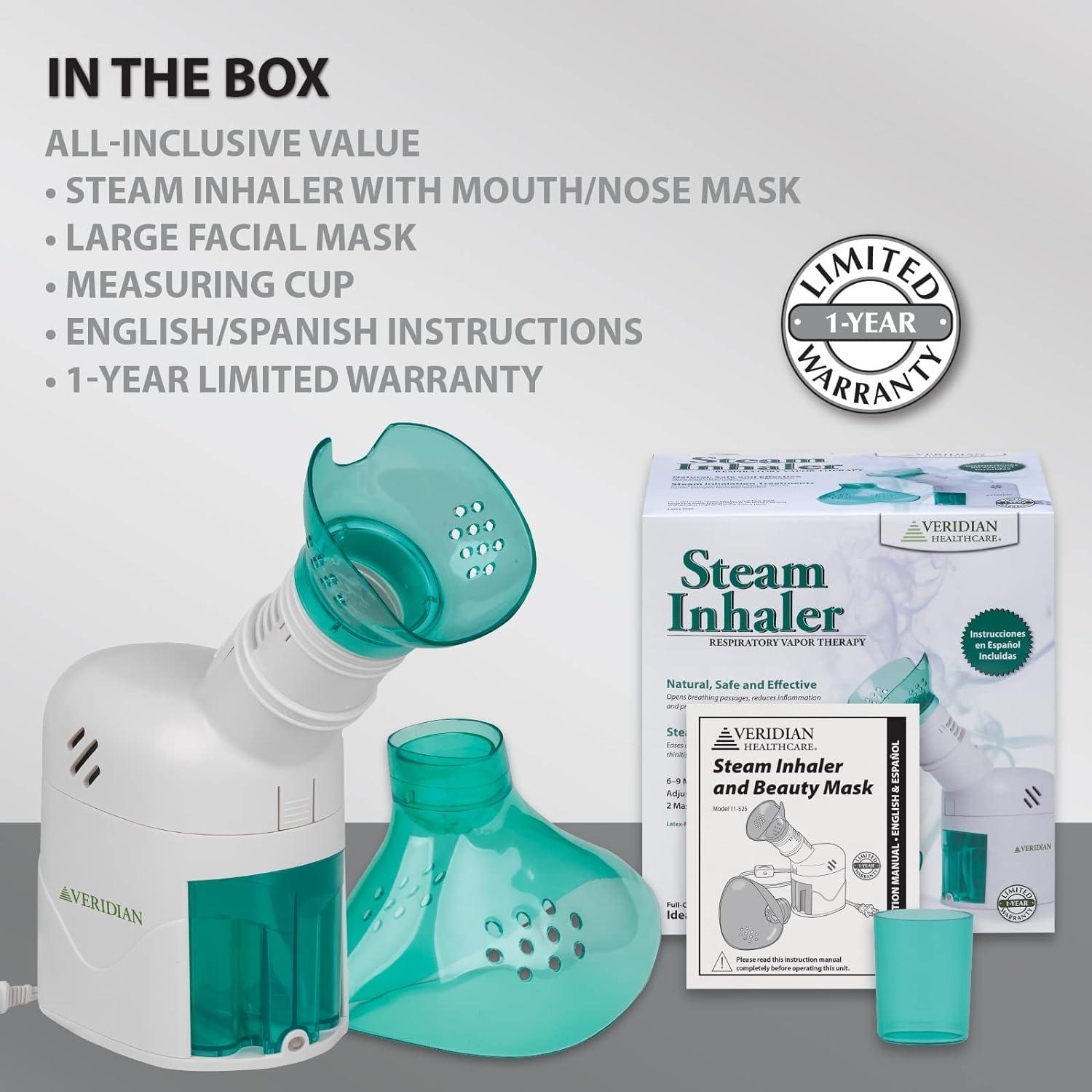 Veridian Healthcare Steam Inhaler - Respiratory Vapor Therapy - Green ...