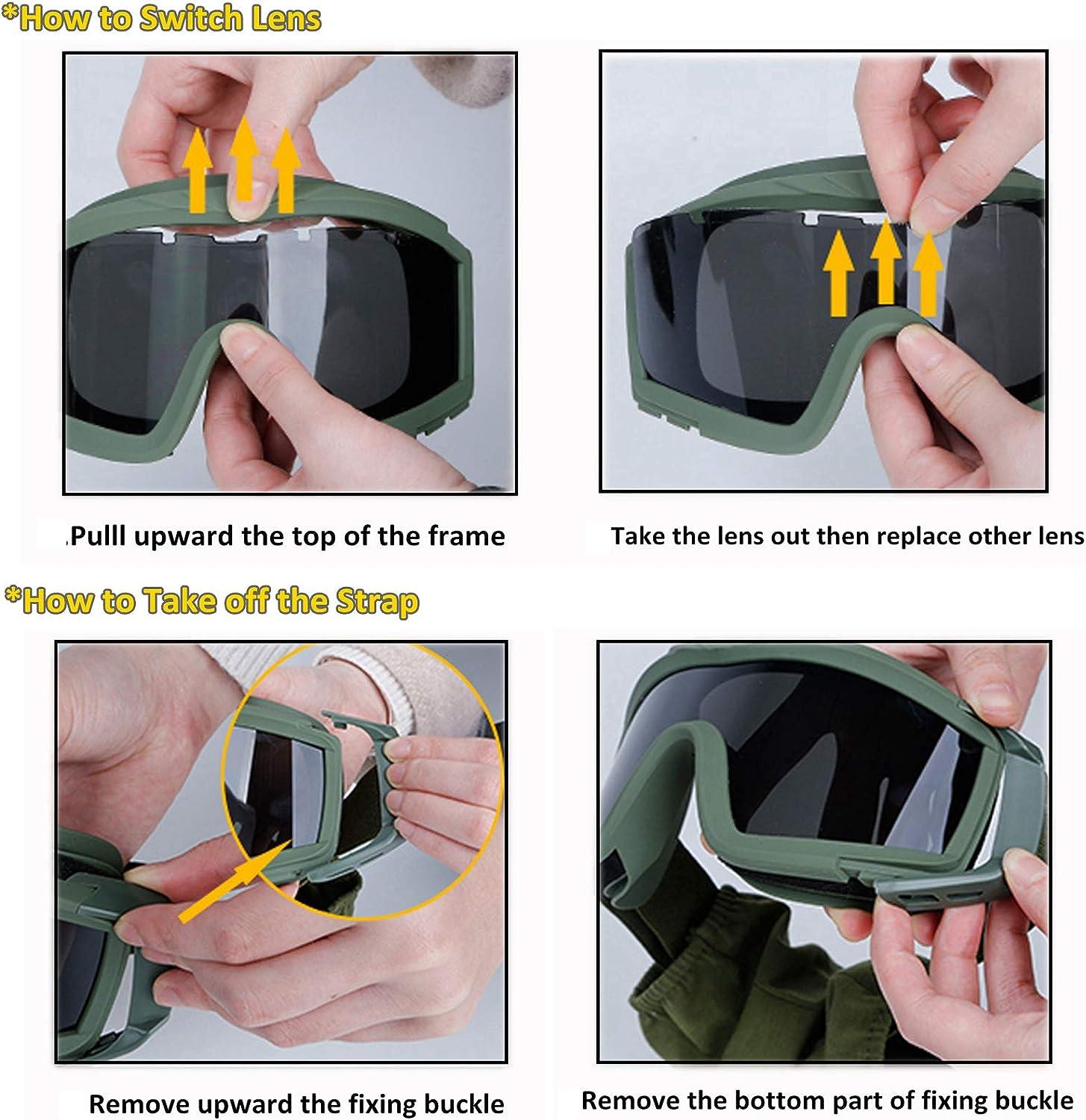 3-Lens Black Tactical Goggles | Airsoft, Paintball, Military Shooting ...