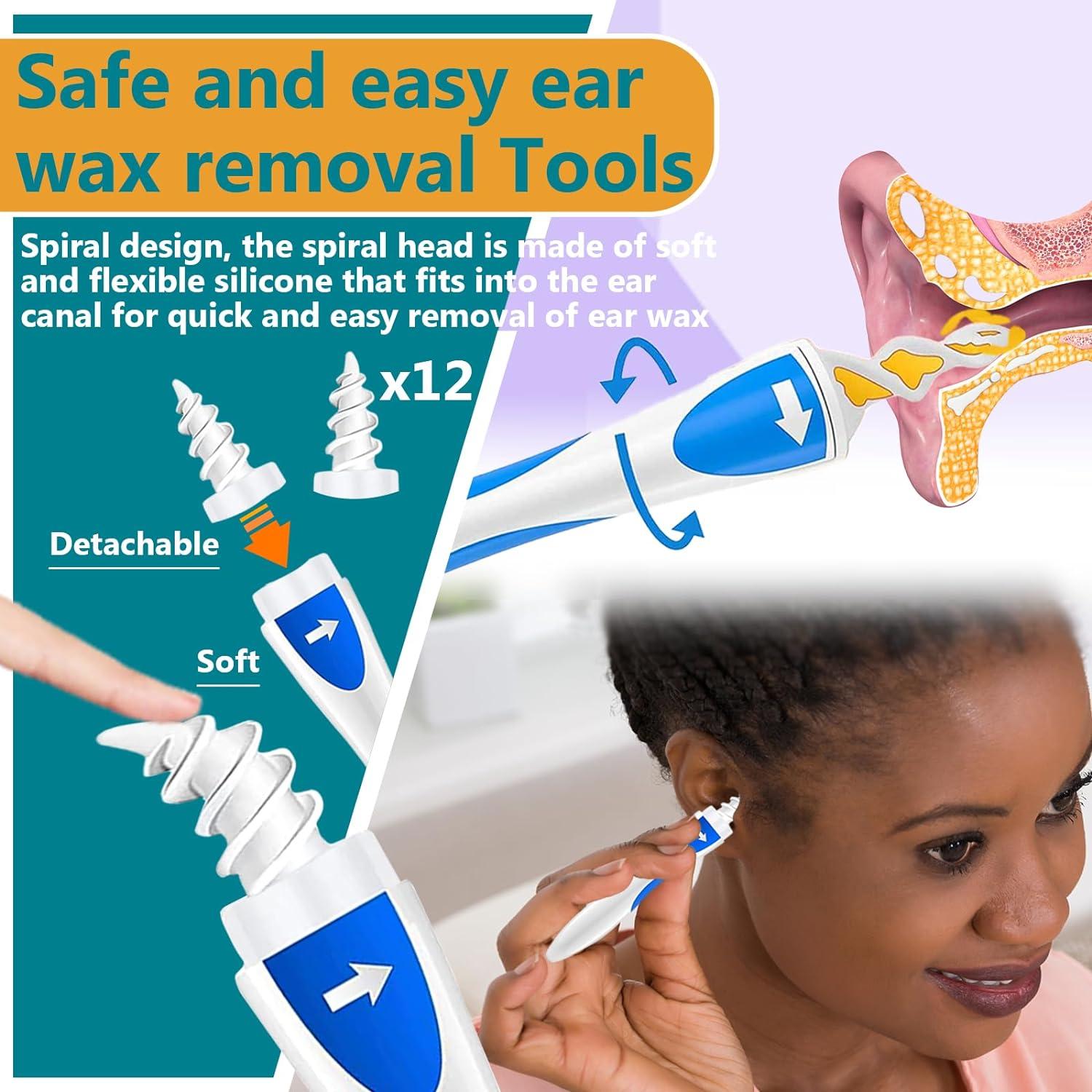 Ear Cleaner Ear Wax Removal Kit - 7 Pcs Spiral Tool with Sticky Swabs ...