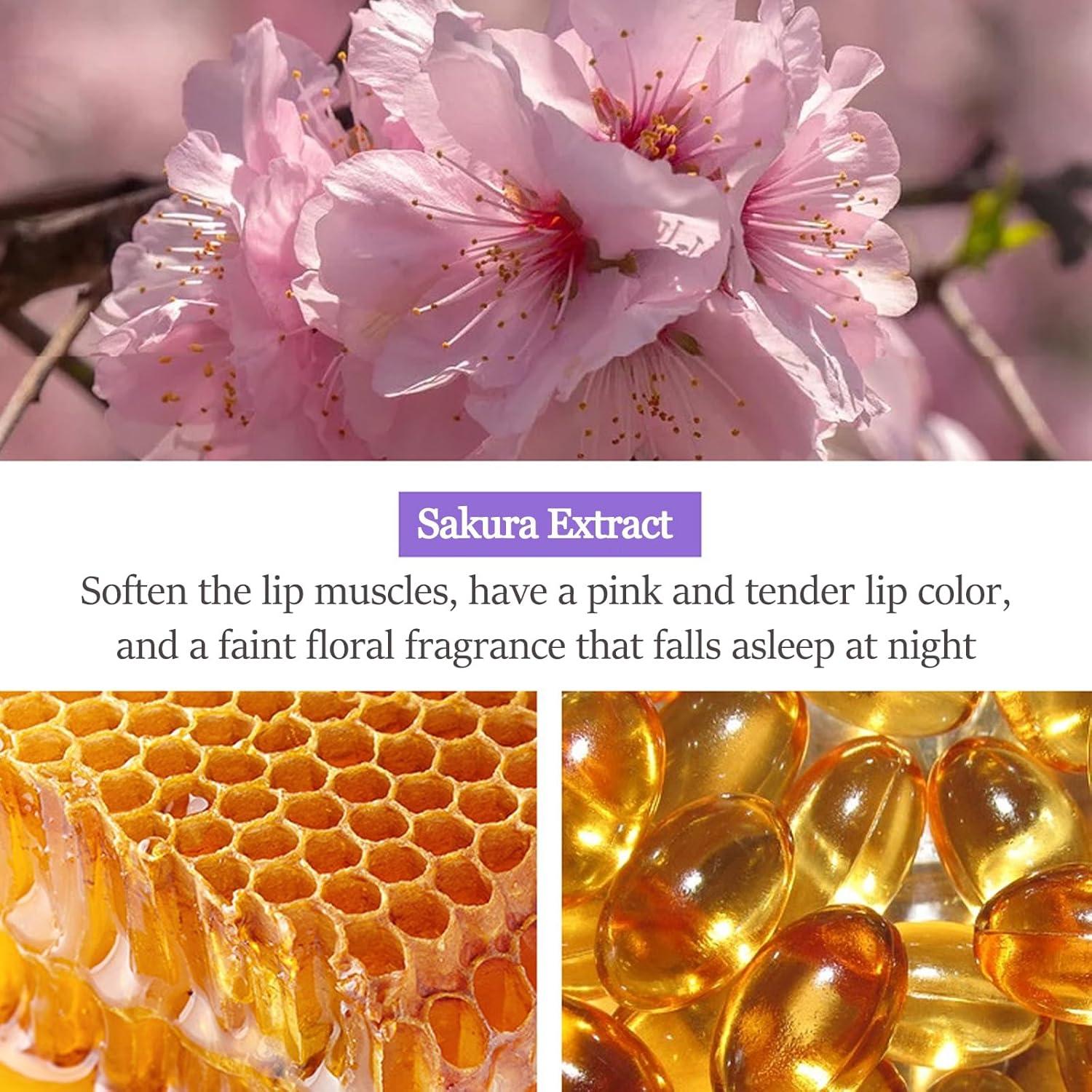 Sakura Lip Sleeping Mask - Overnight Lip Moisturizer for Dry Cracked ...