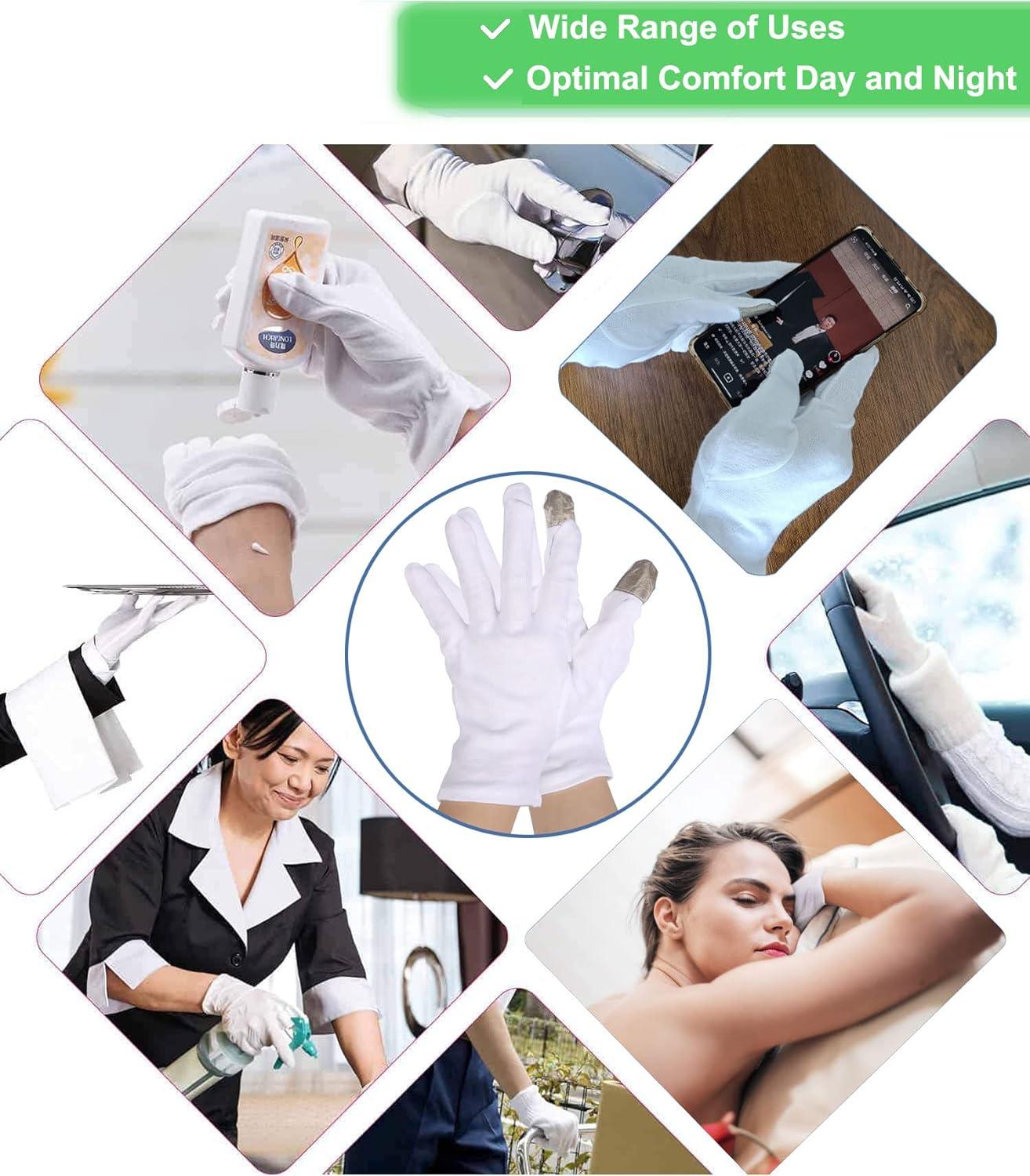 10 Pairs Moisturizing Touch Screen Gloves | Overnight Bedtime White ...