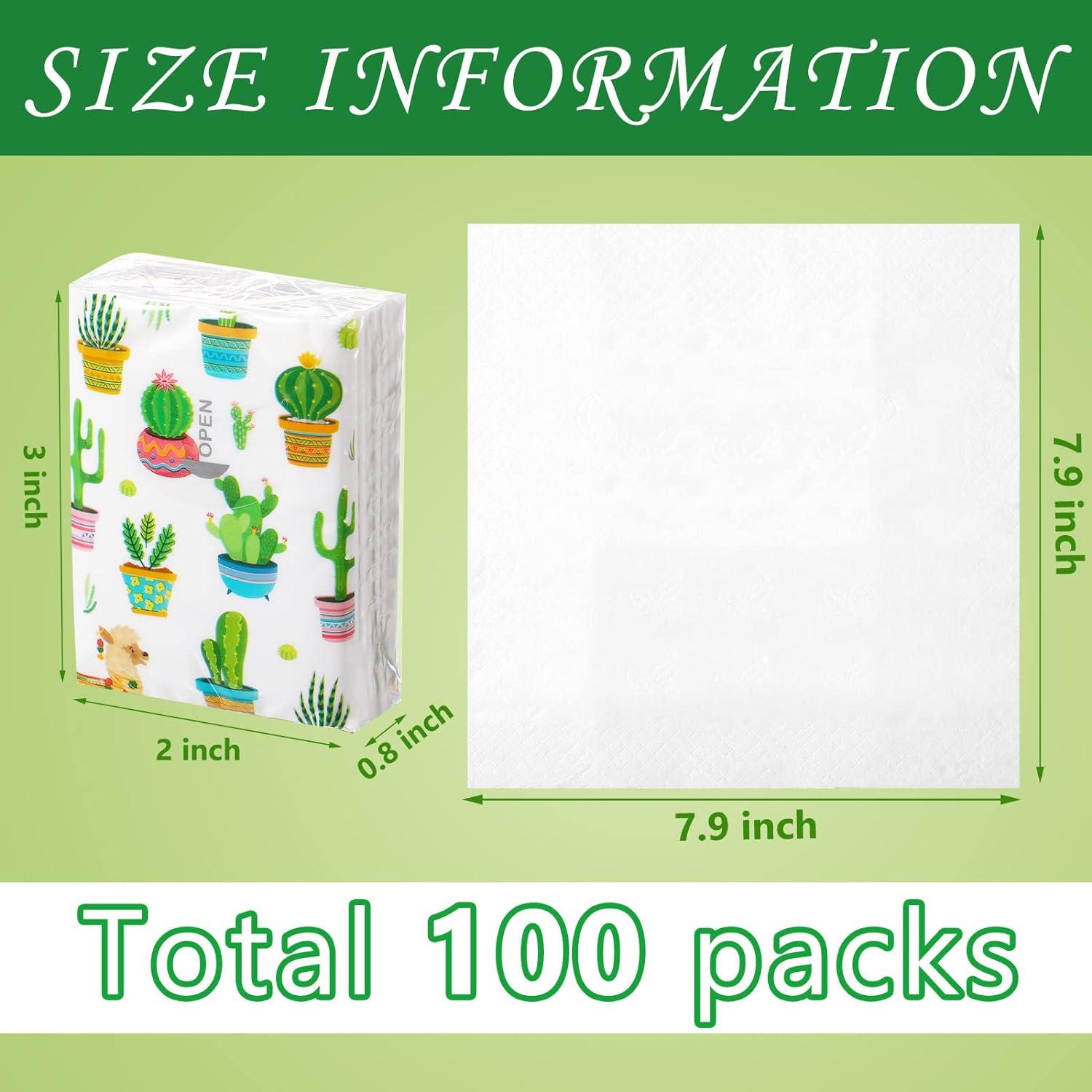 100 Pcs Succulent Cactus Pocket Tissues - Cute Travel Size for Wedding ...