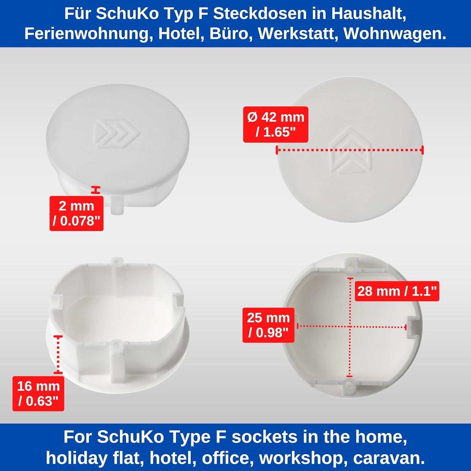 16-Pack White Socket Covers for Schuko Type F - Dust & Splash ...