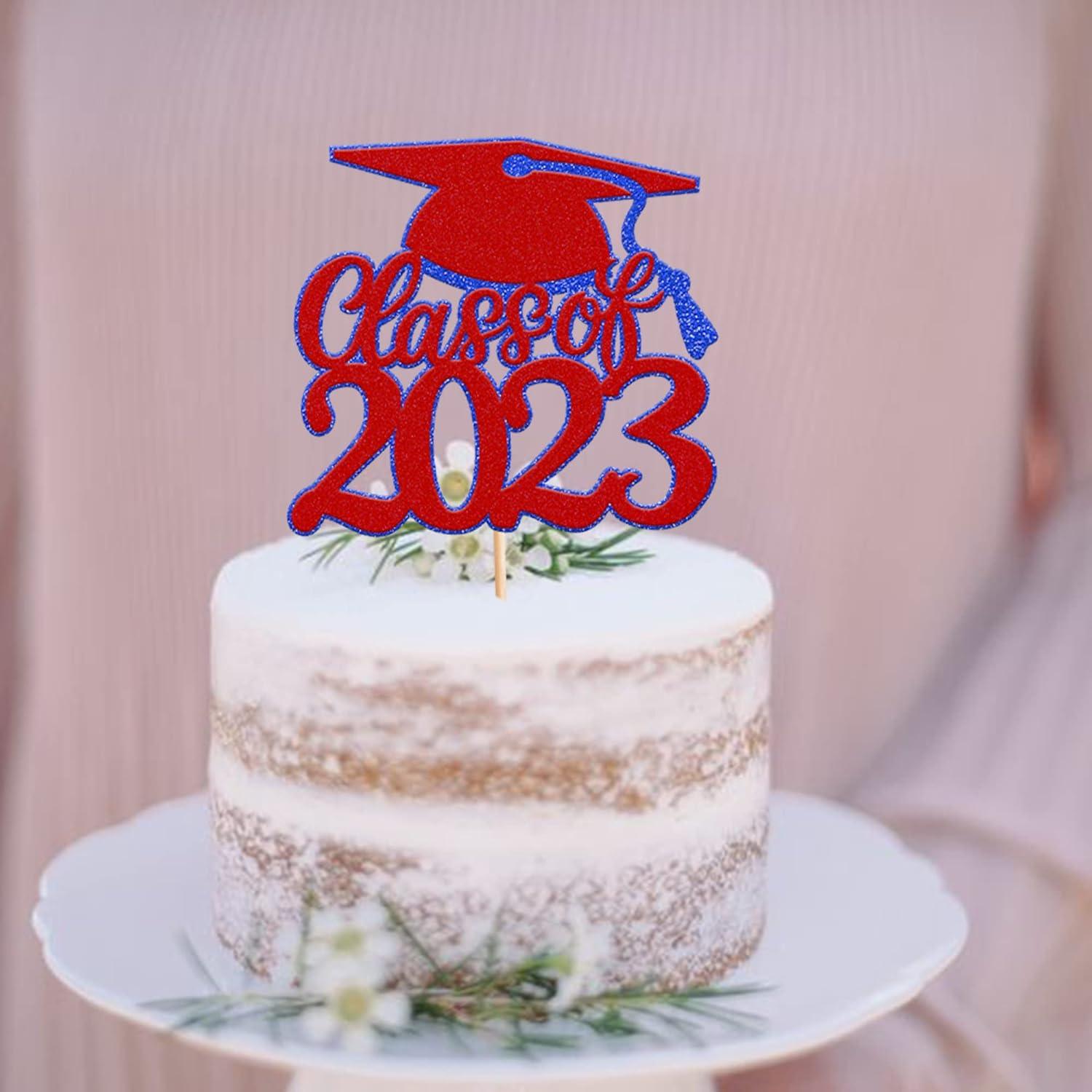 Rsstarxi 1 Pack Congrats Class of 2023 Cake Topper Glitter Class of ...
