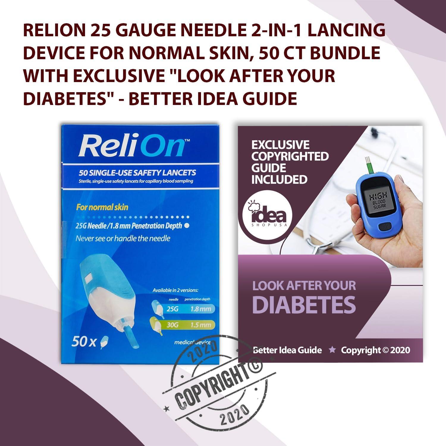 ReliOn 25 Gauge Needle 2-in-1 Lancing Device Bundle for Normal Skin ...