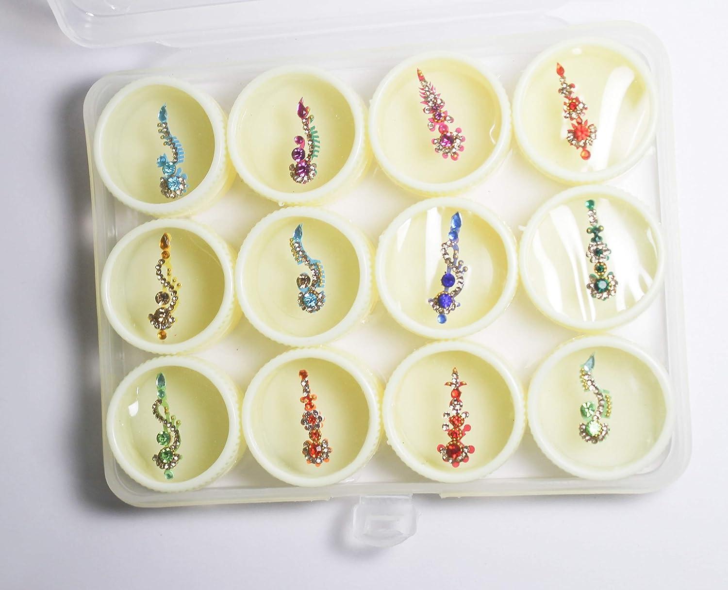 Set of 60 Multicolored Crystal Bindis Tattoo Stickers - Adhesive Indian ...