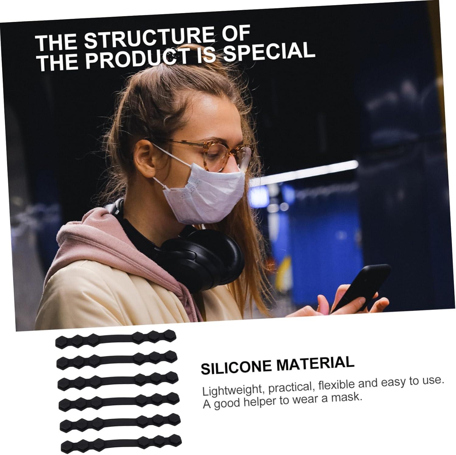 Clispeed 10 Pcal Masking Hook Silicone Linyard - Black Mask Extension ...