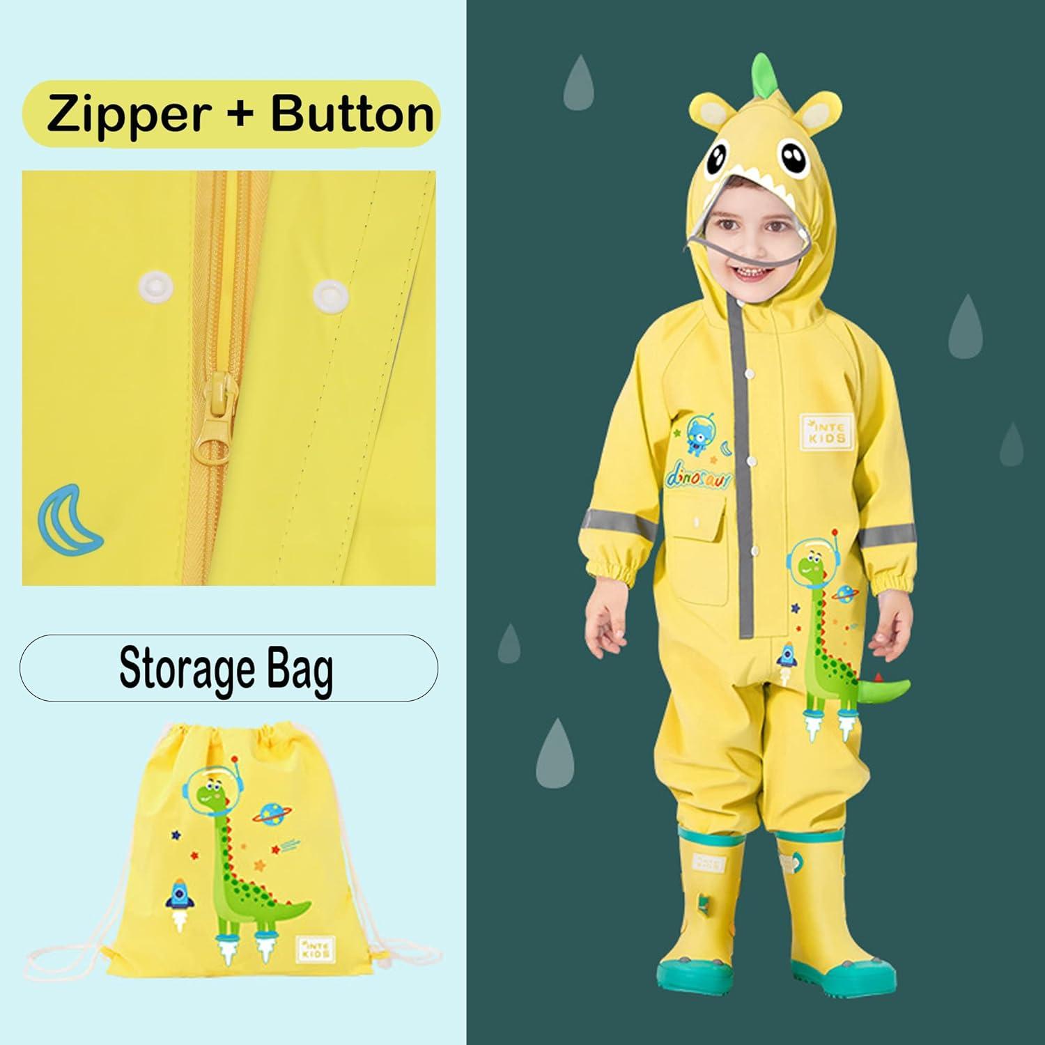 Fewlby Kids Puddle Suit Rain Suit - S/1-2 Years Light Yellow | Buy Now with Express ...