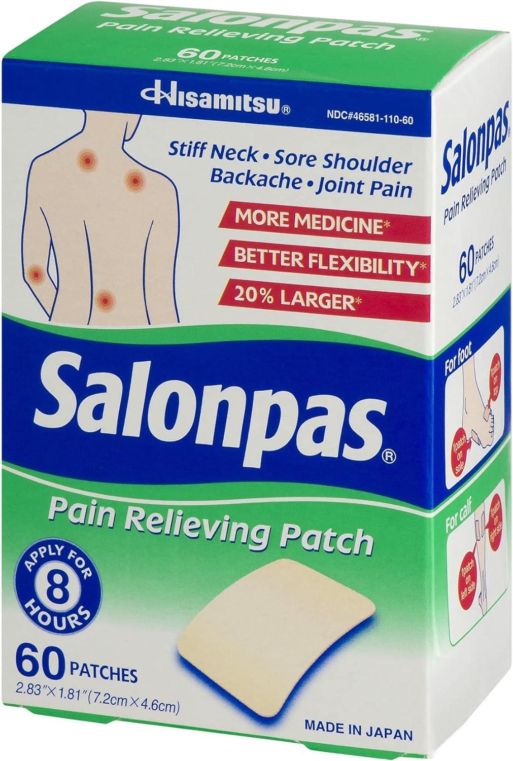 SALONPAS Pain Relief Patch - Size 60 | Fast-acting Transdermal Pain ...